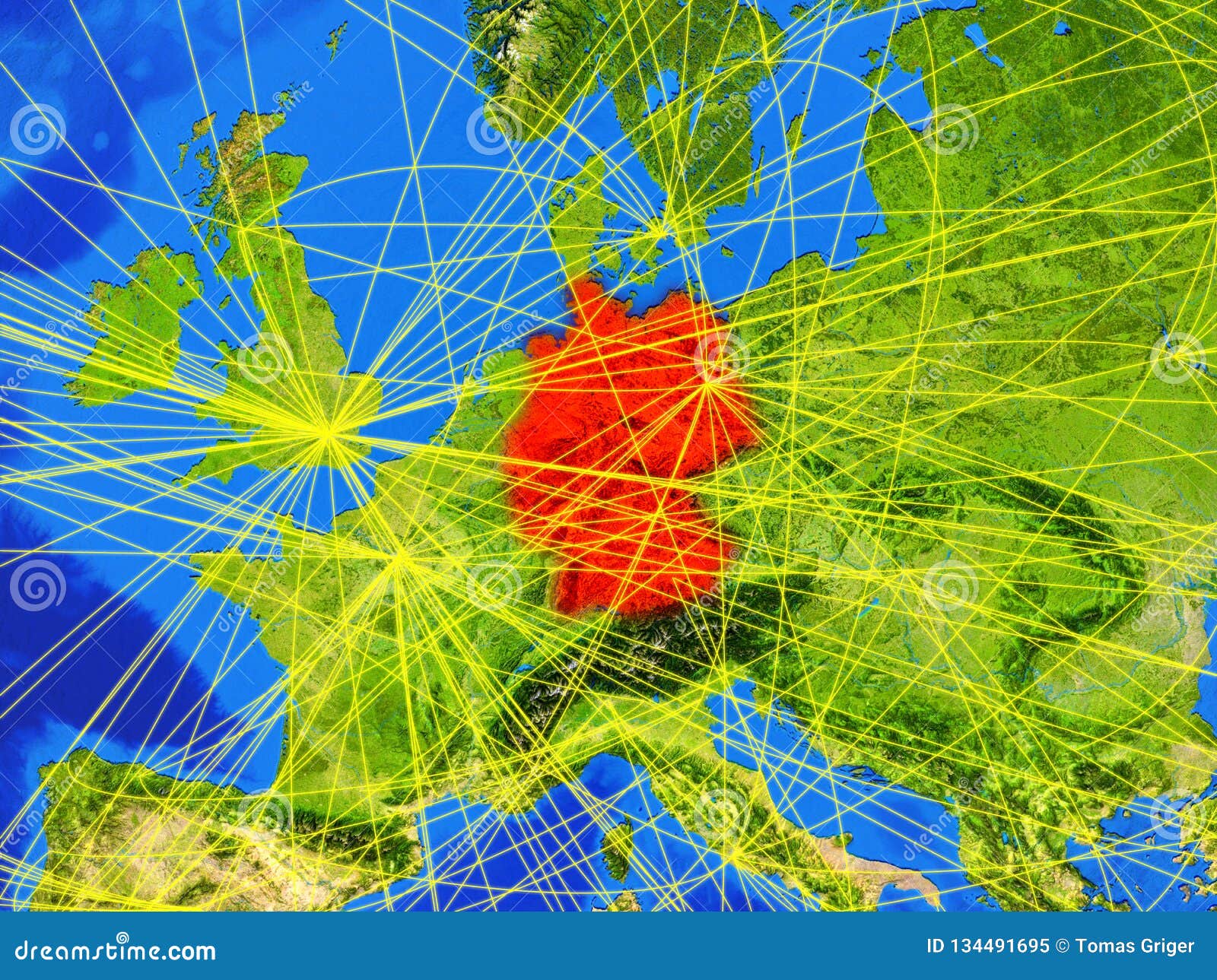 Germany on Earth with Network Stock Illustration - Illustration of blue ...