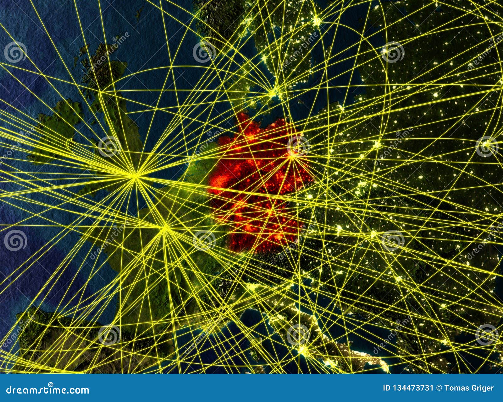 Germany on Earth with Networks Stock Illustration - Illustration of ...
