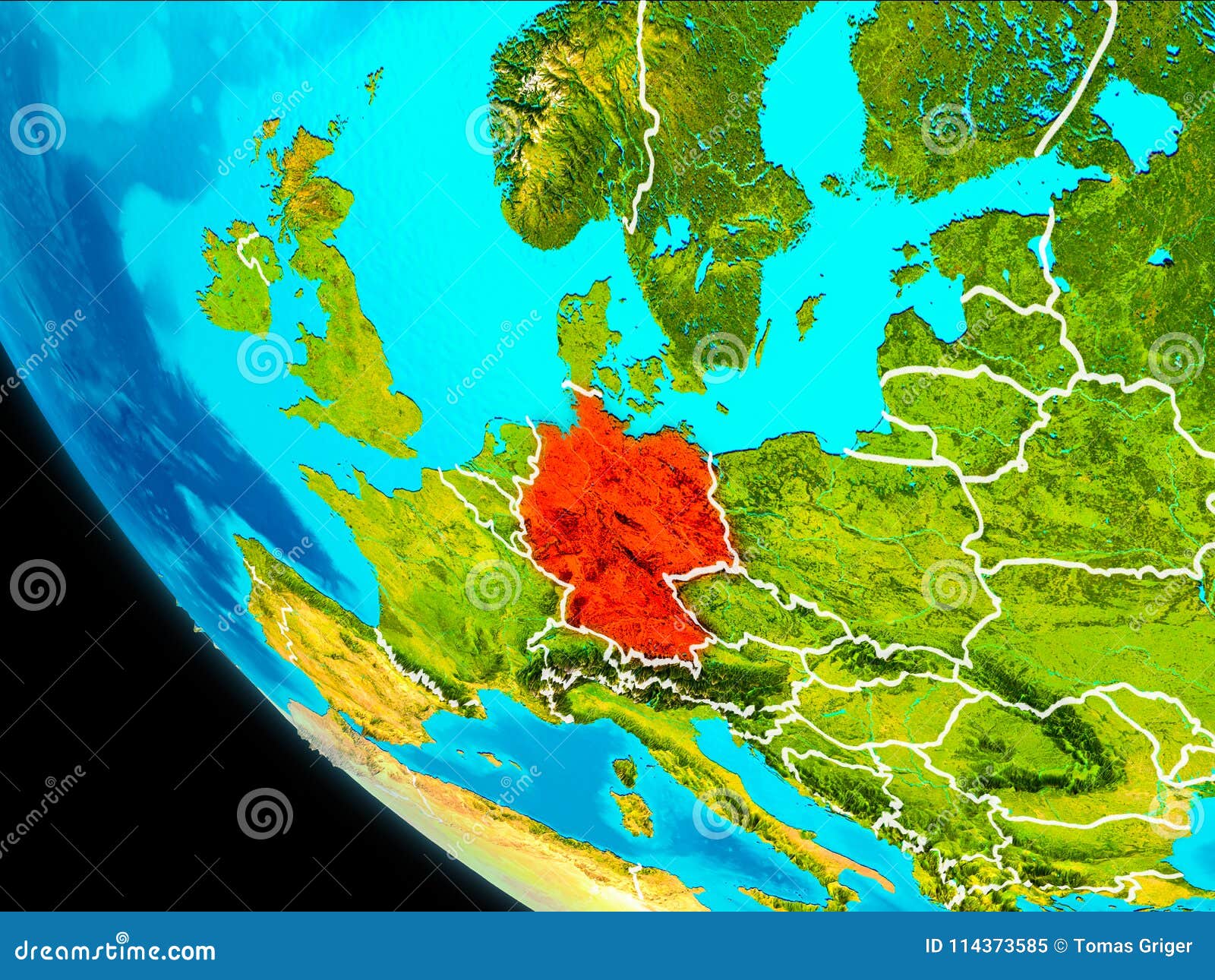 Germany on Earth from Space Stock Illustration - Illustration of ...