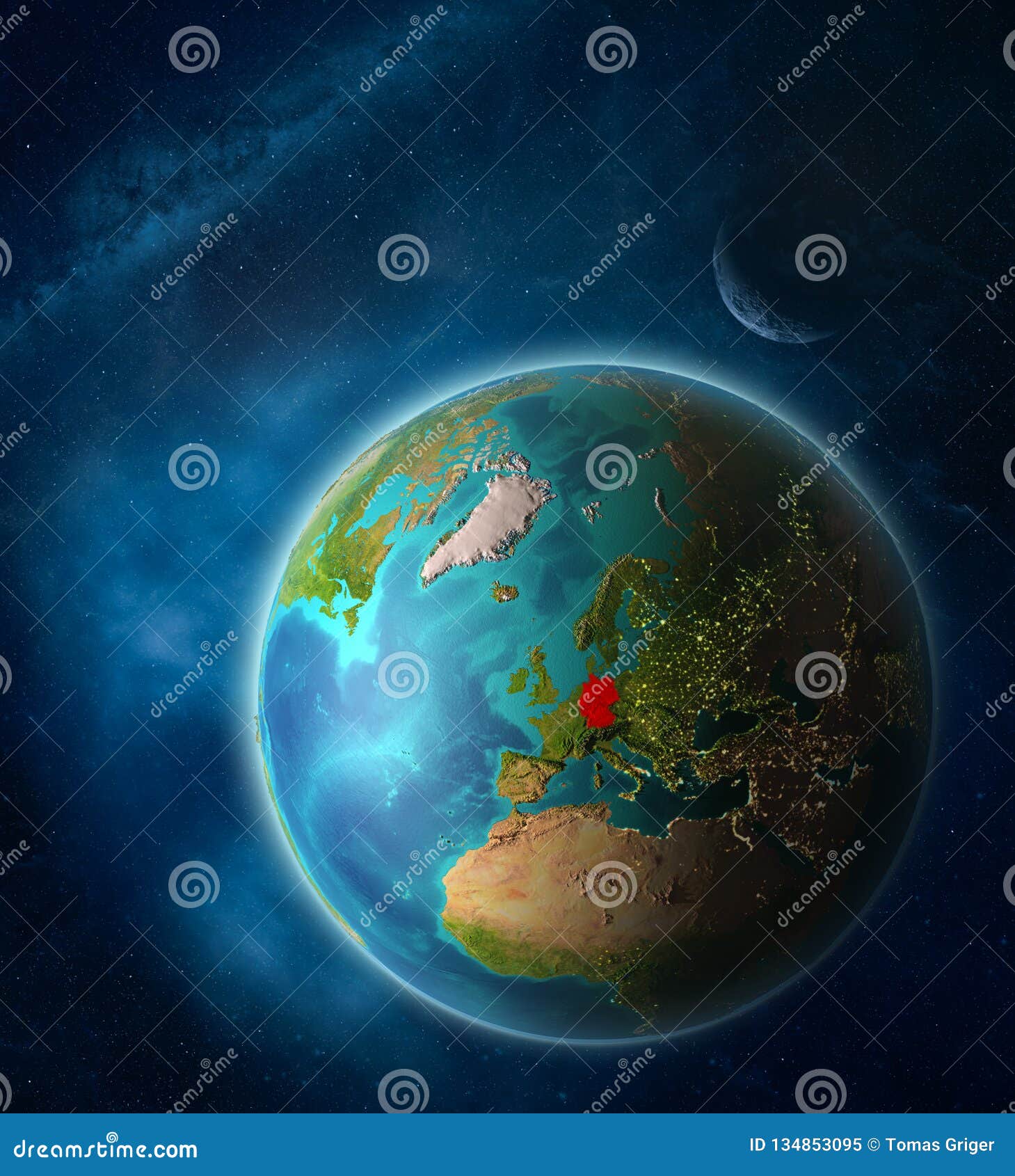 Germany on Earth from Space Stock Illustration - Illustration of world ...