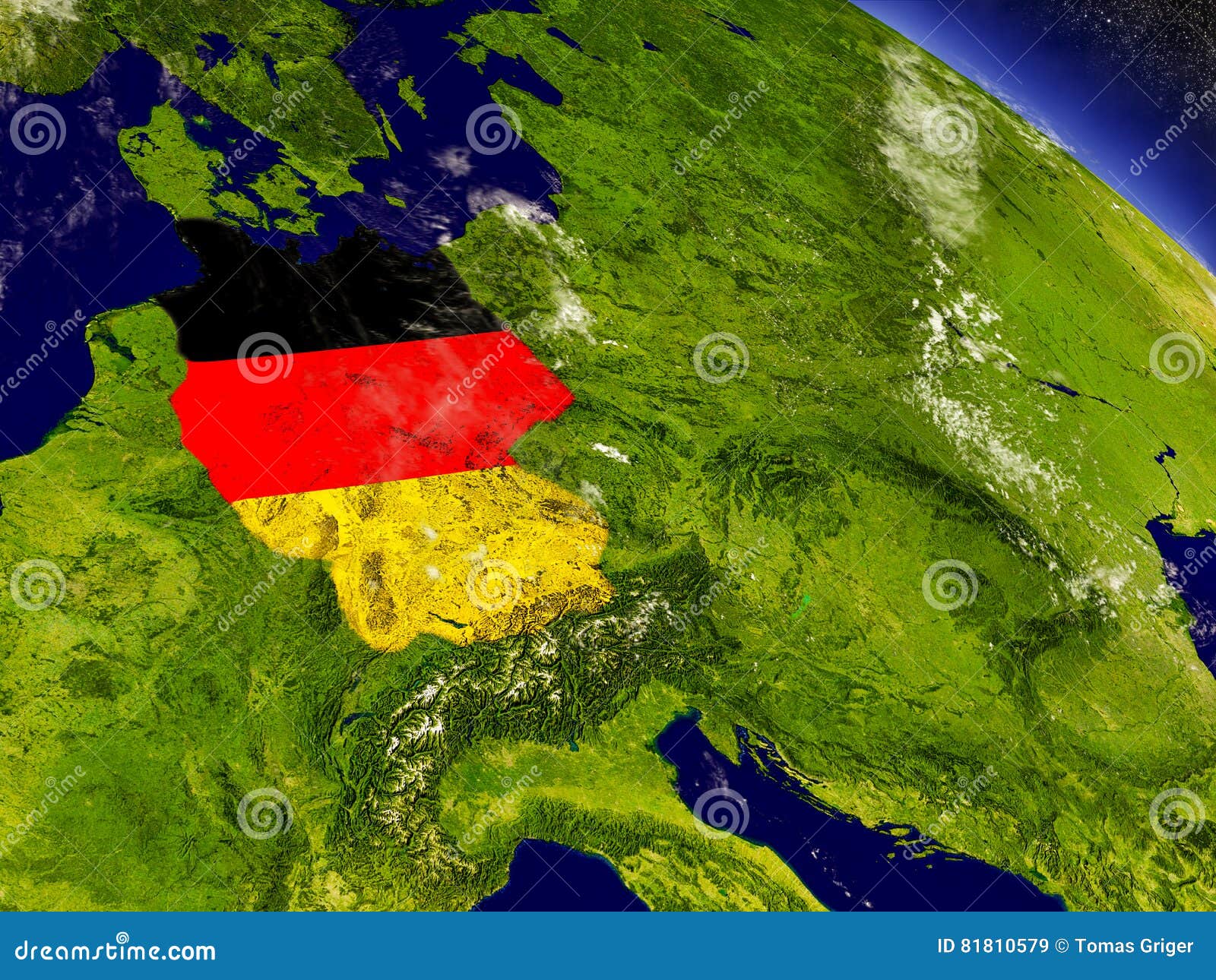 Germany with Embedded Flag on Earth Stock Illustration - Illustration ...