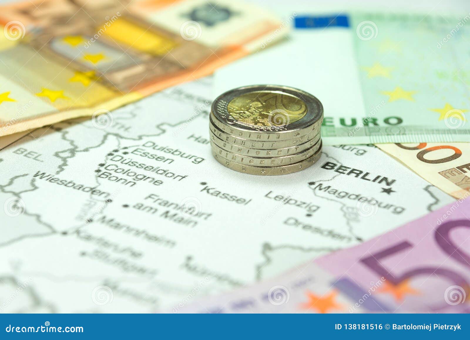 Germany, money and map stock photo. Image of domestic - 138181516
