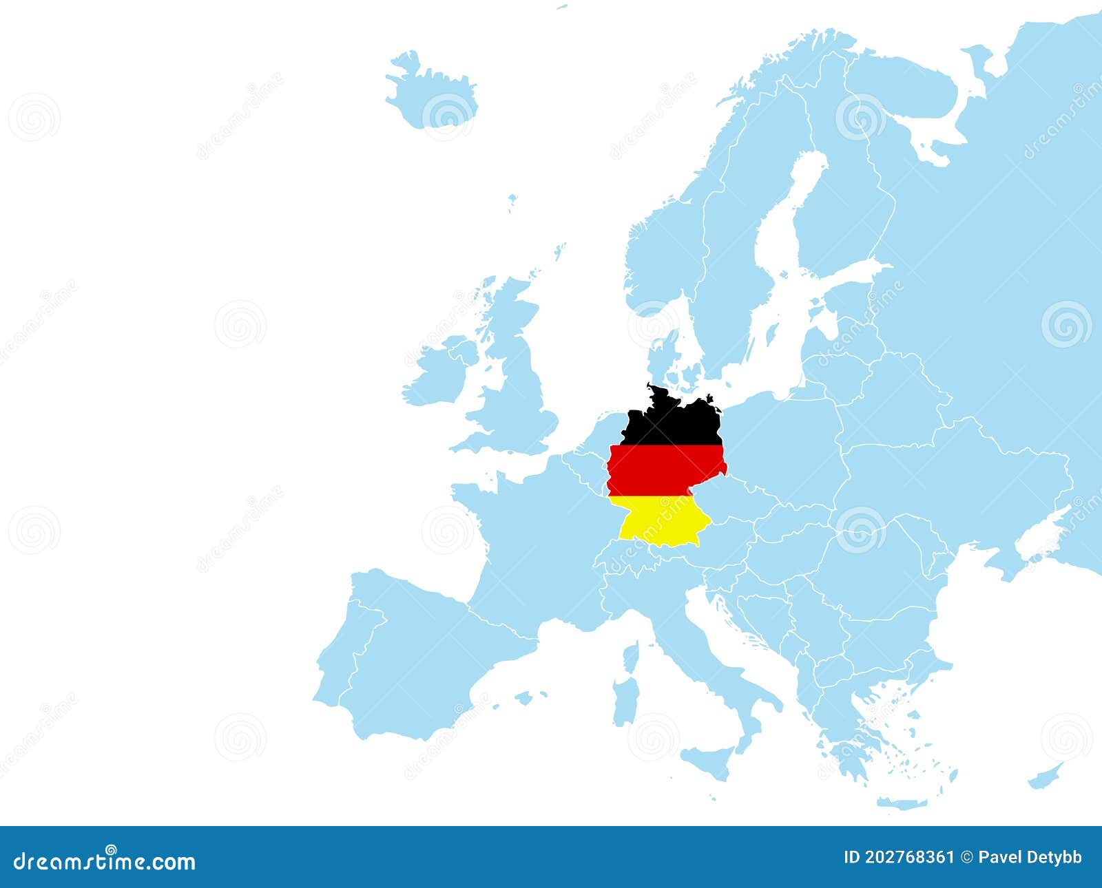 Germany on Europe Map Vector. Vector Illustration Stock Illustration ...