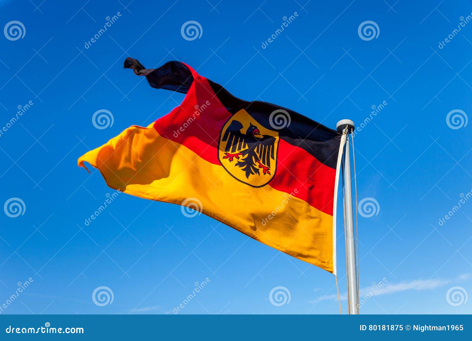 Germany flag on blue sky stock image. Image of black - 80181875