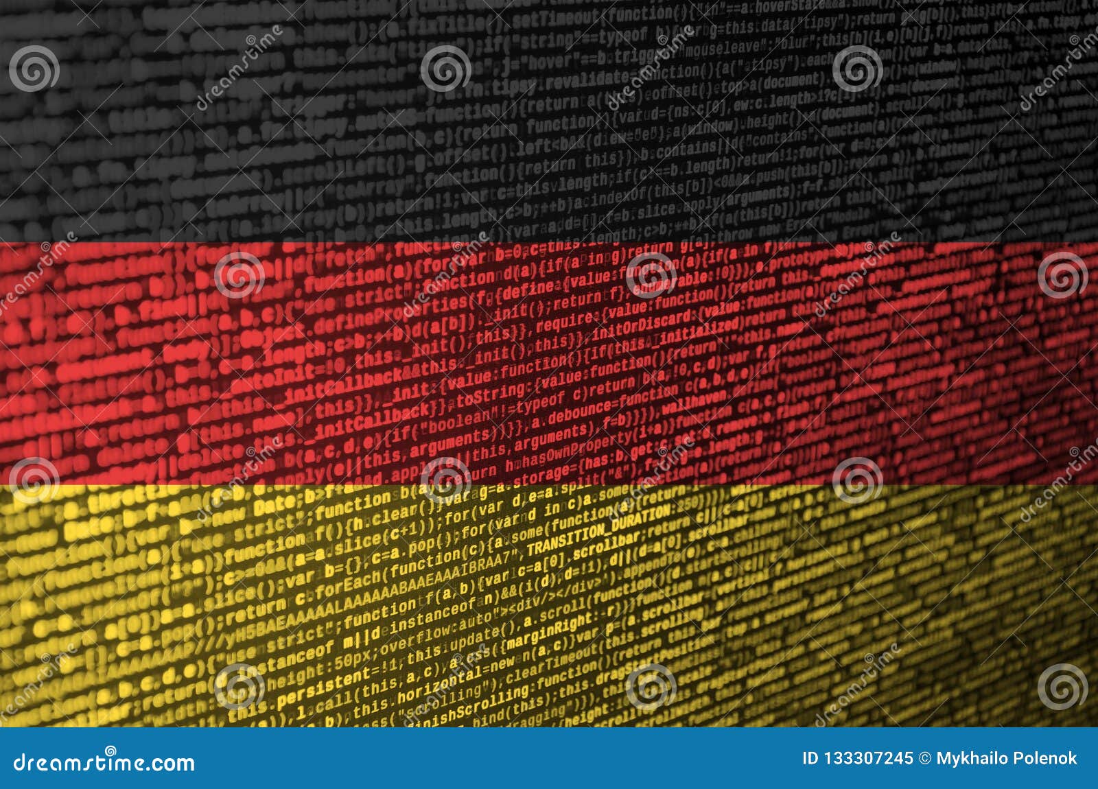 Germany Flag is Depicted on the Screen with the Program Code. the ...