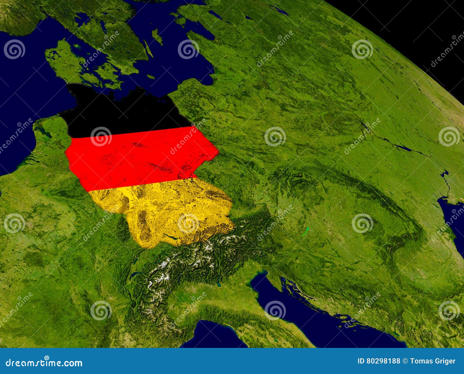 Germany with flag on Earth stock illustration. Illustration of country ...