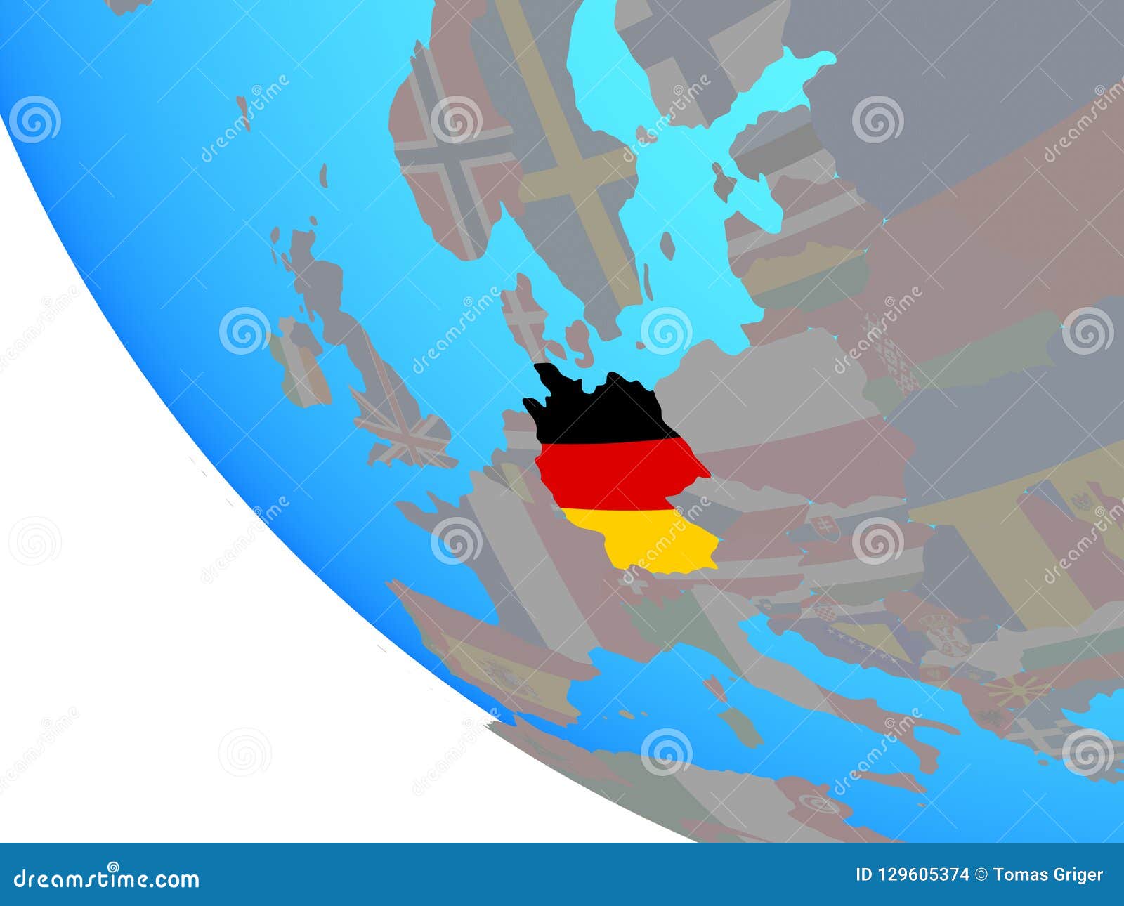 Germany with flag on globe stock illustration. Illustration of ...