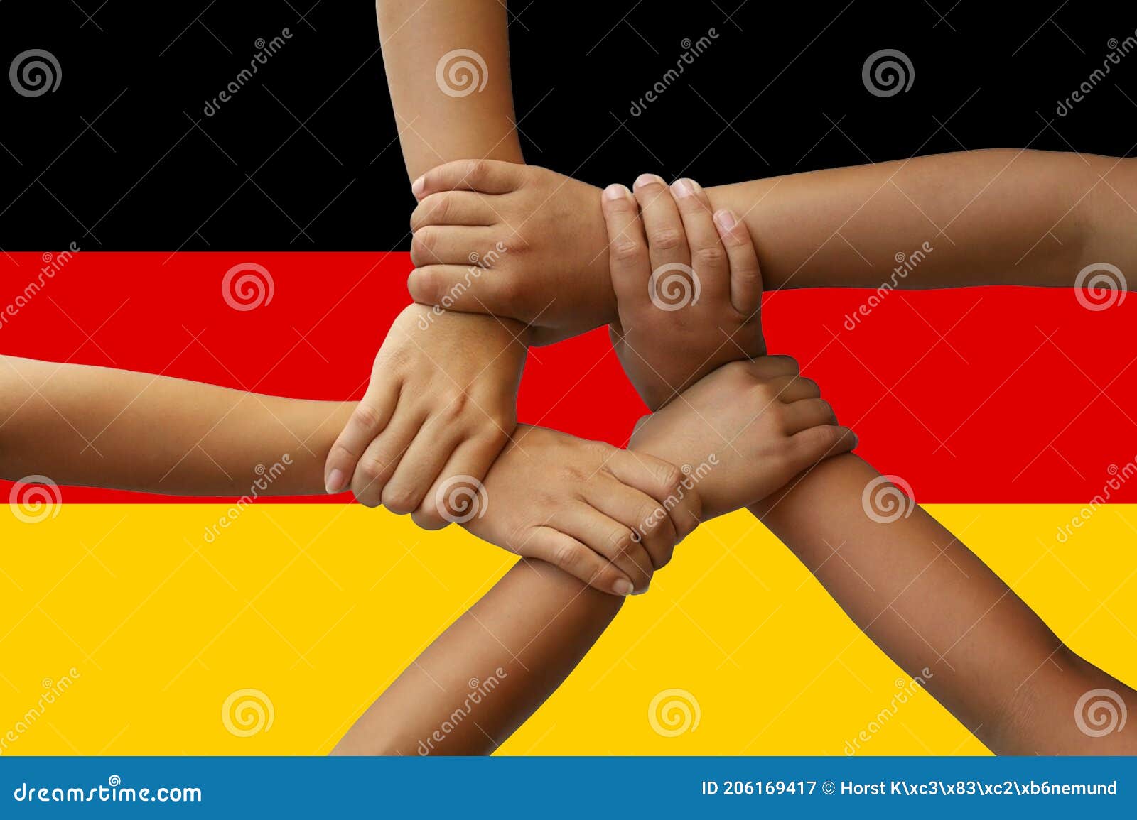 Germany Flag, Intergration of a Multicultural Group of Young People ...