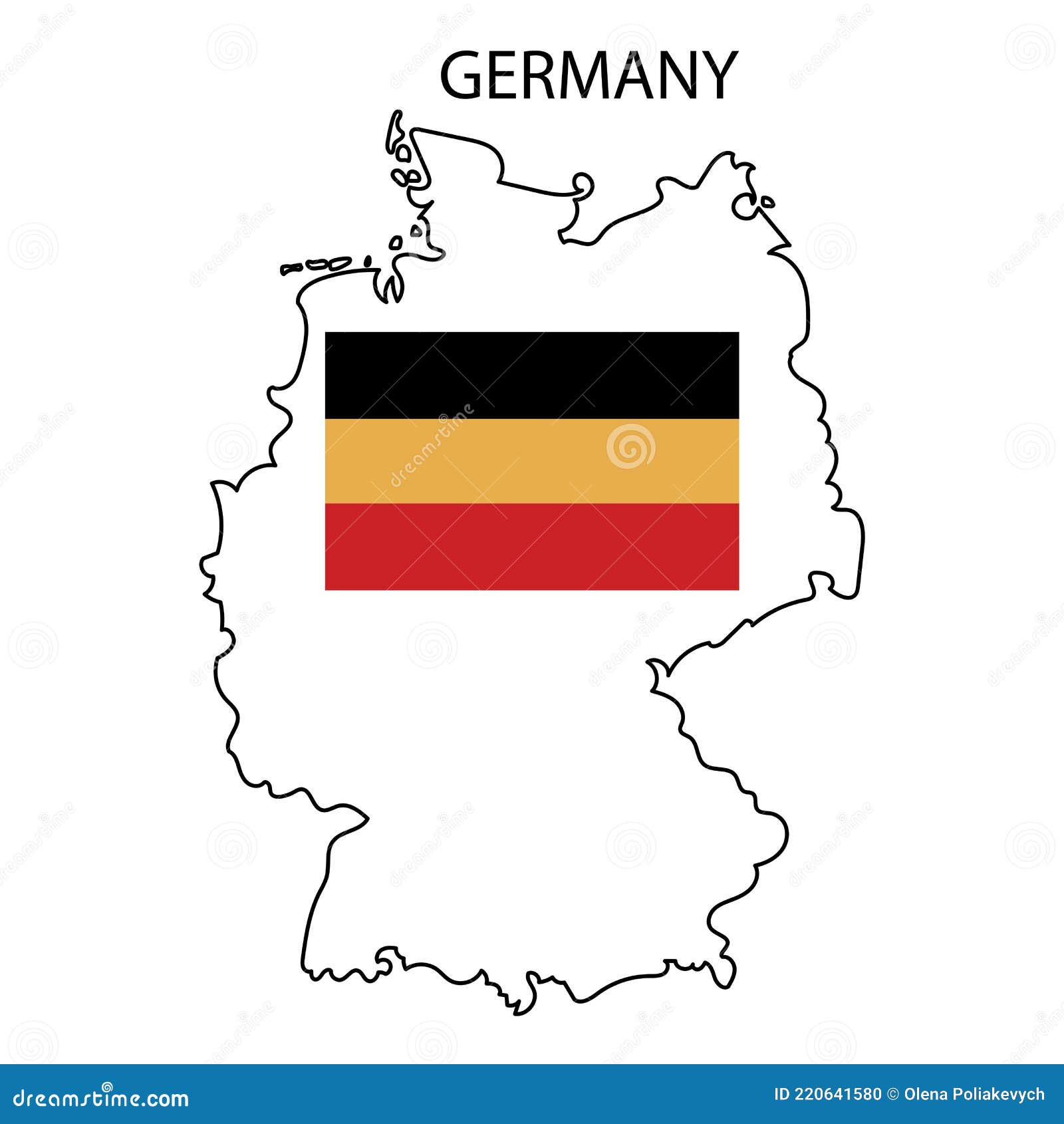 Germany Flag on Map. Germany Map Vector. World Map Icon. Vector ...