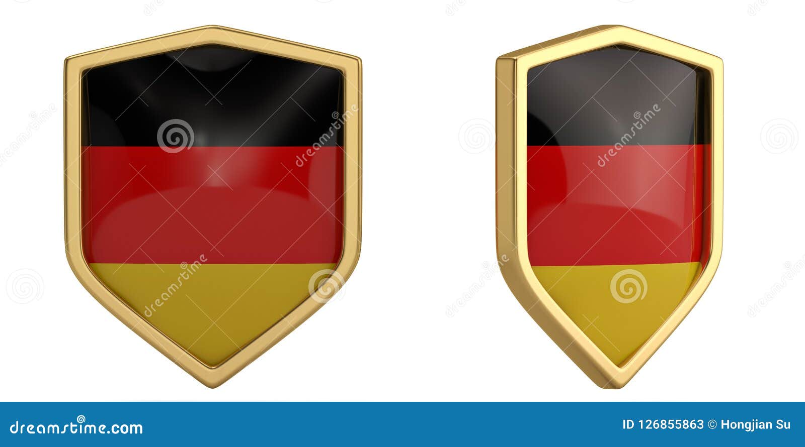 Germany Flag Shield Symbol Isolated on White Background. 3D ...
