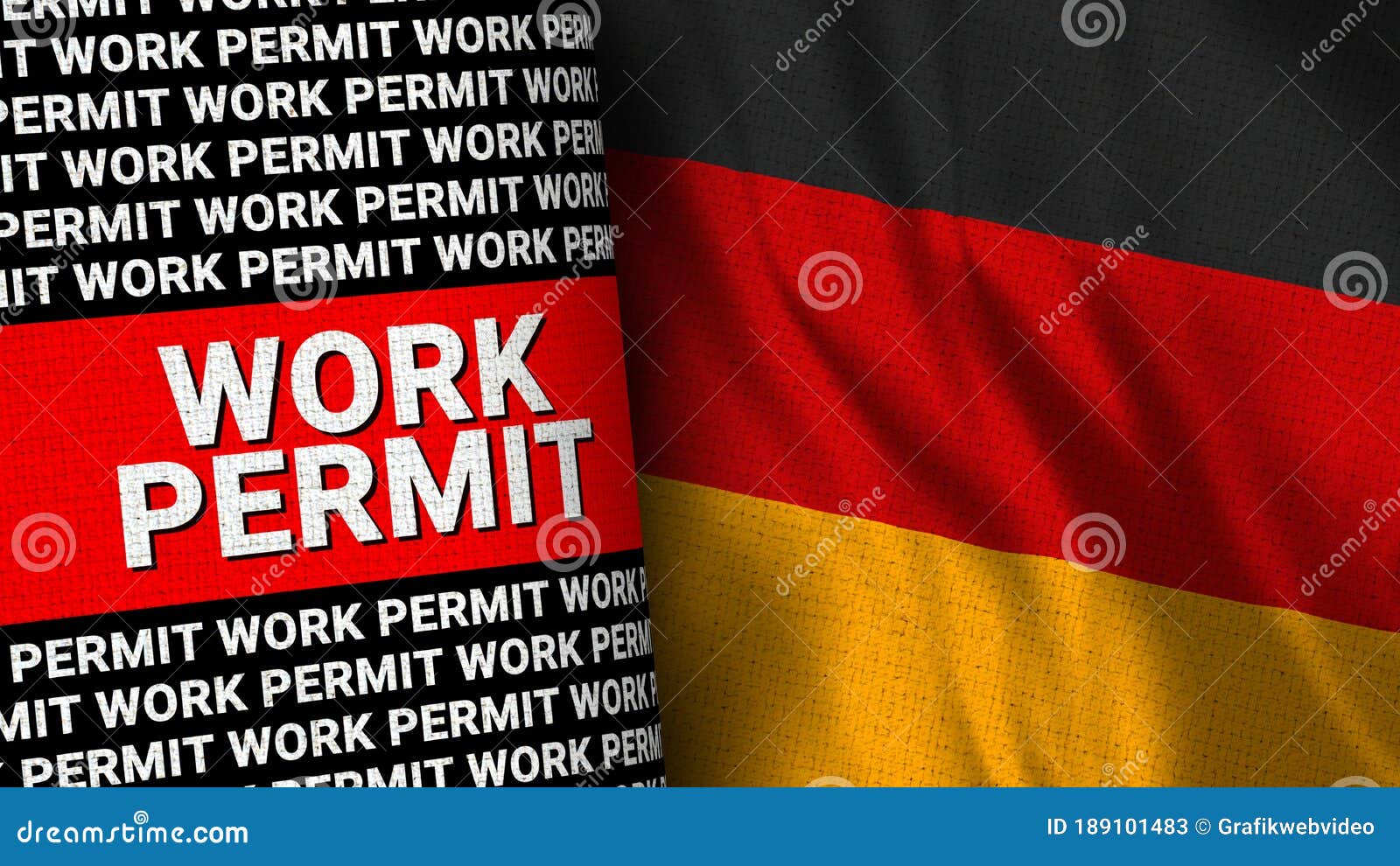 Germany Flag with Work Permit Title Stock Illustration - Illustration ...