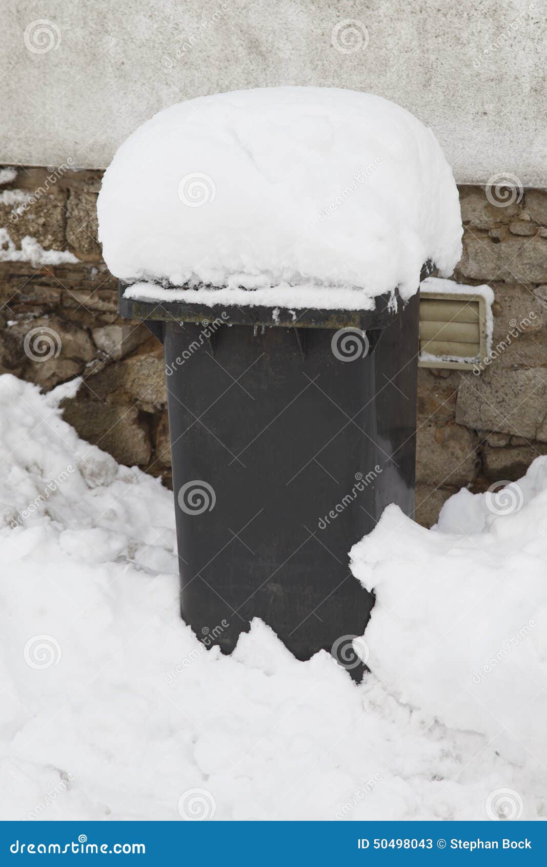 Germany, Garbage Bin Covered by Snow Stock Image - Image of snowcovered ...