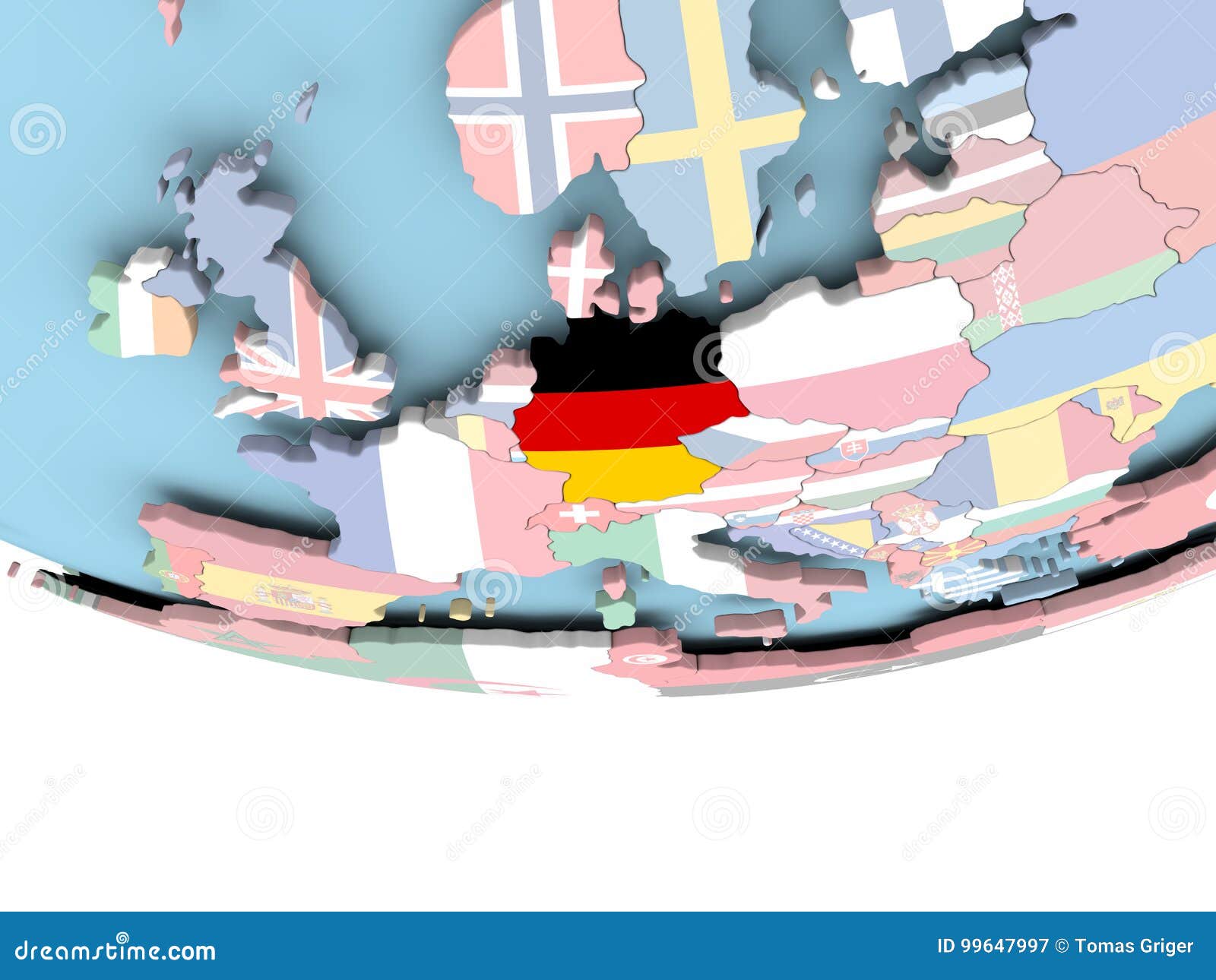 Map of Germany with Flag on Globe Stock Illustration - Illustration of ...