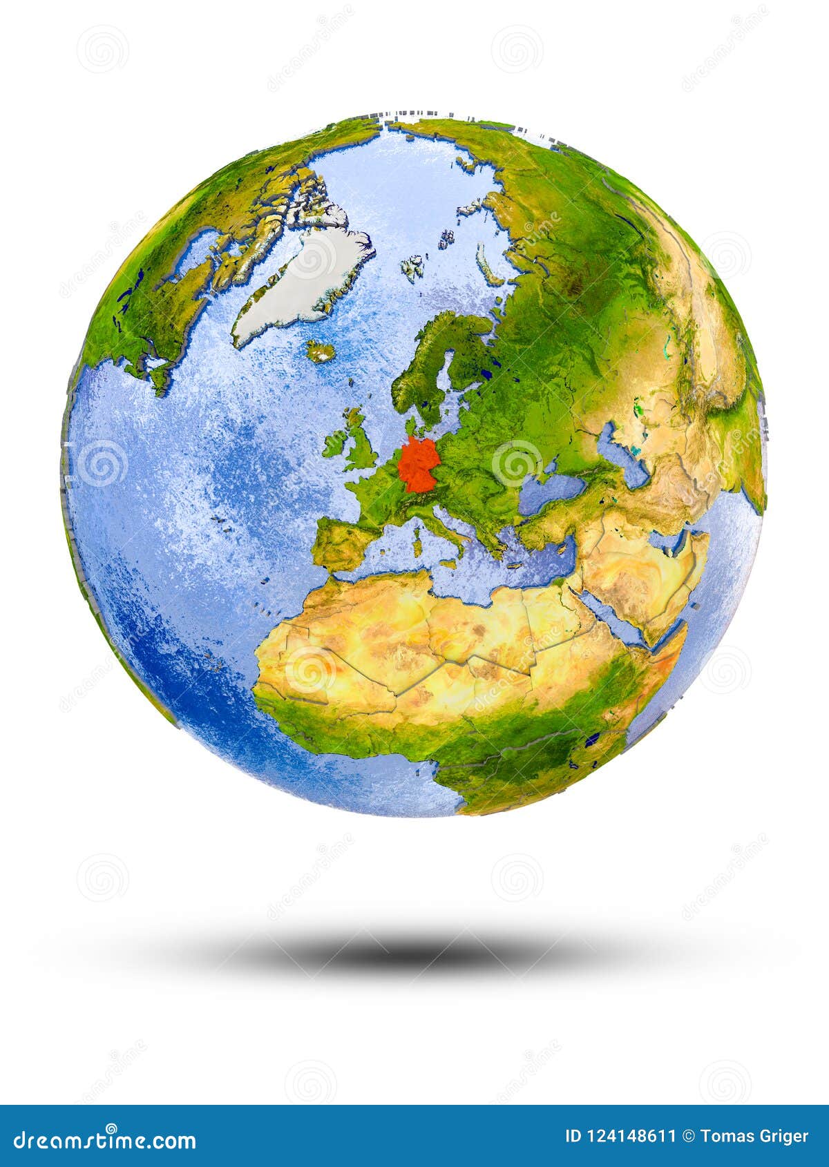 Germany on globe stock illustration. Illustration of render - 124148611