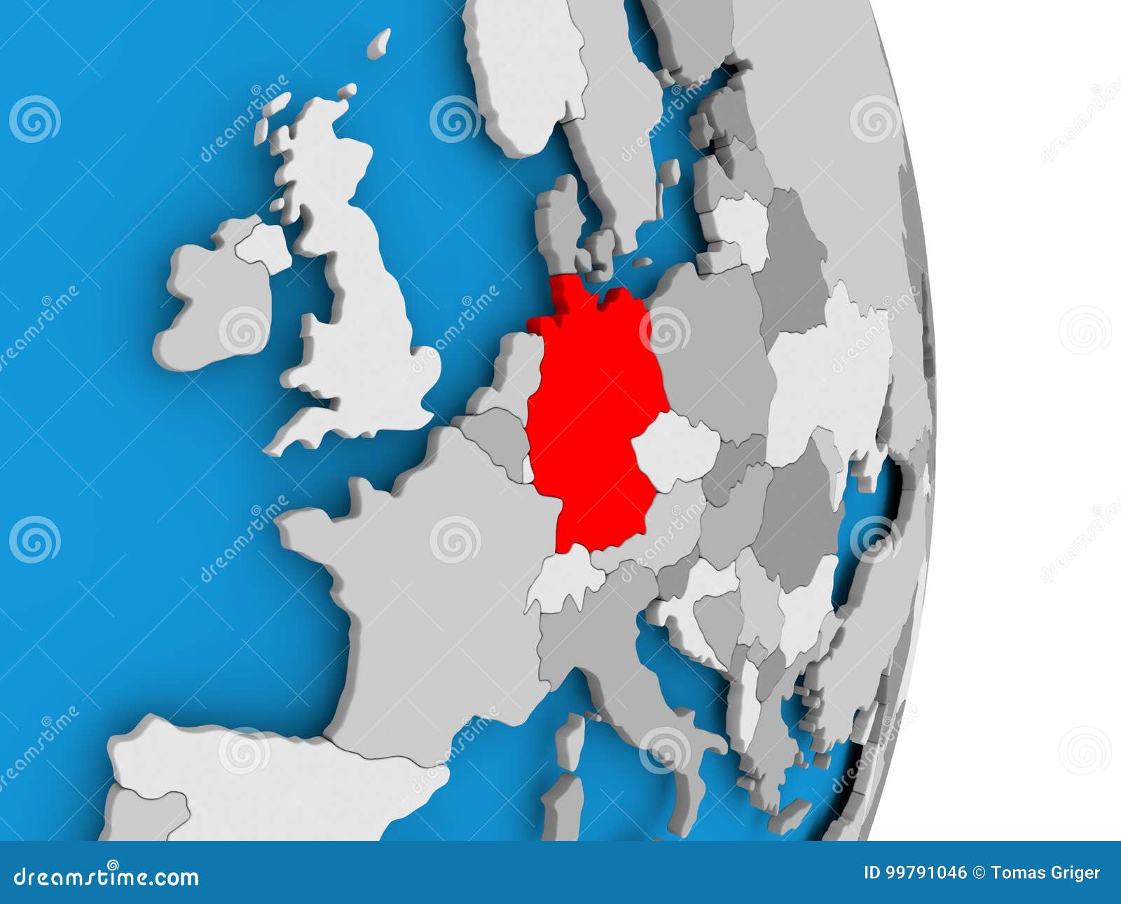 Germany on globe stock illustration. Illustration of germany - 99791046