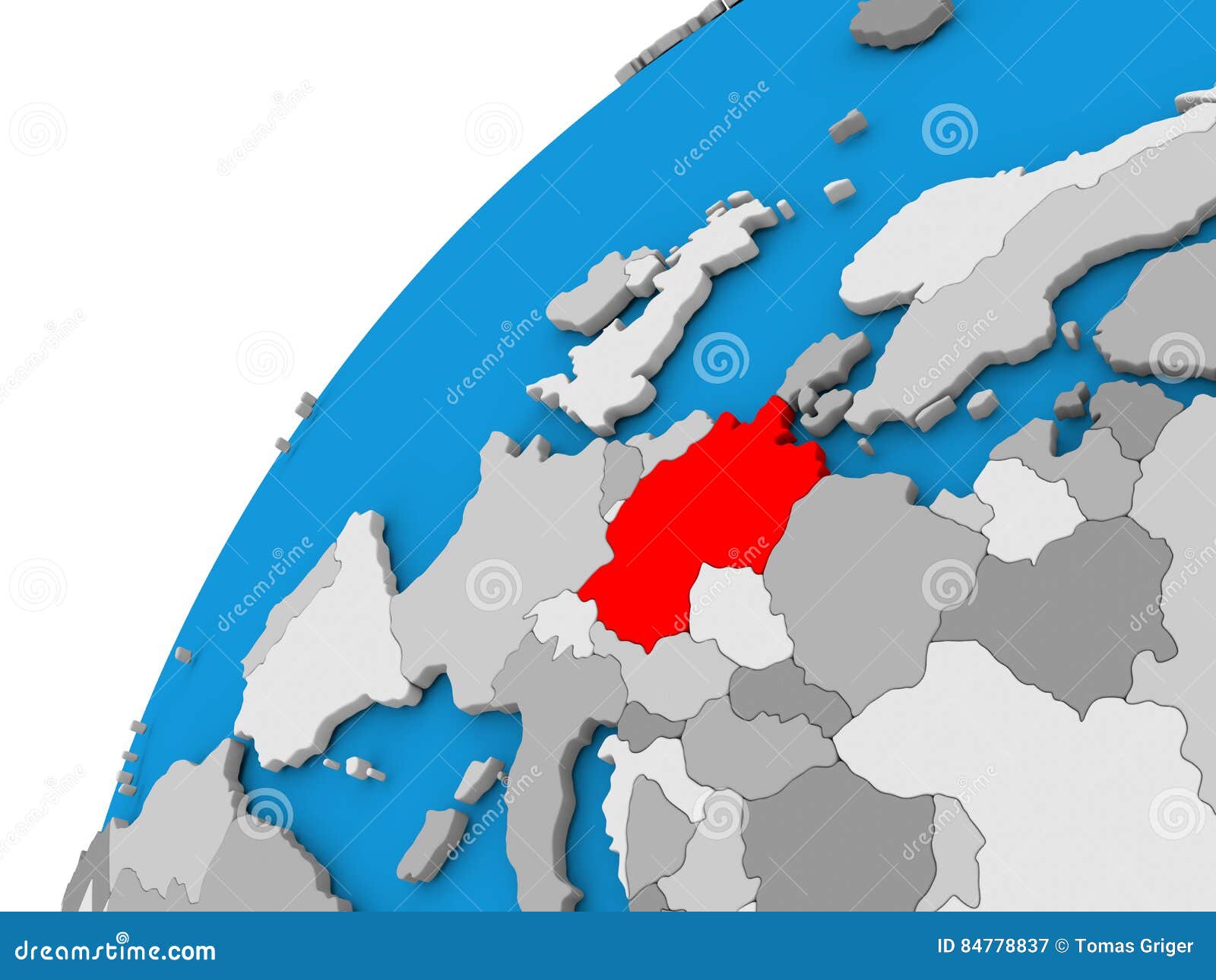 Germany on globe in red stock illustration. Illustration of region ...