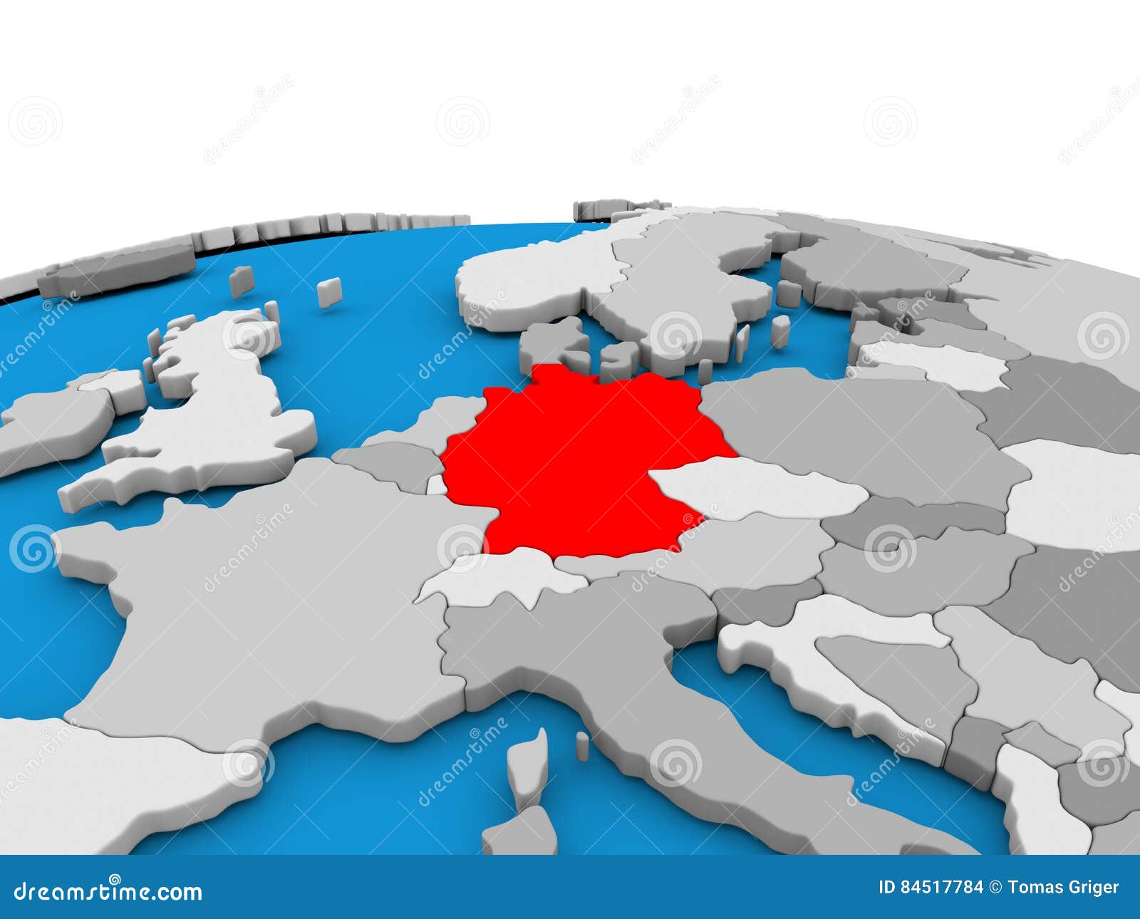 Germany on globe in red stock illustration. Illustration of highlighted ...