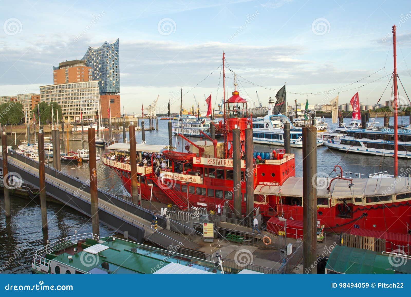 Germany, Hamburg, Landing Bridges Editorial Stock Image - Image of elbe ...