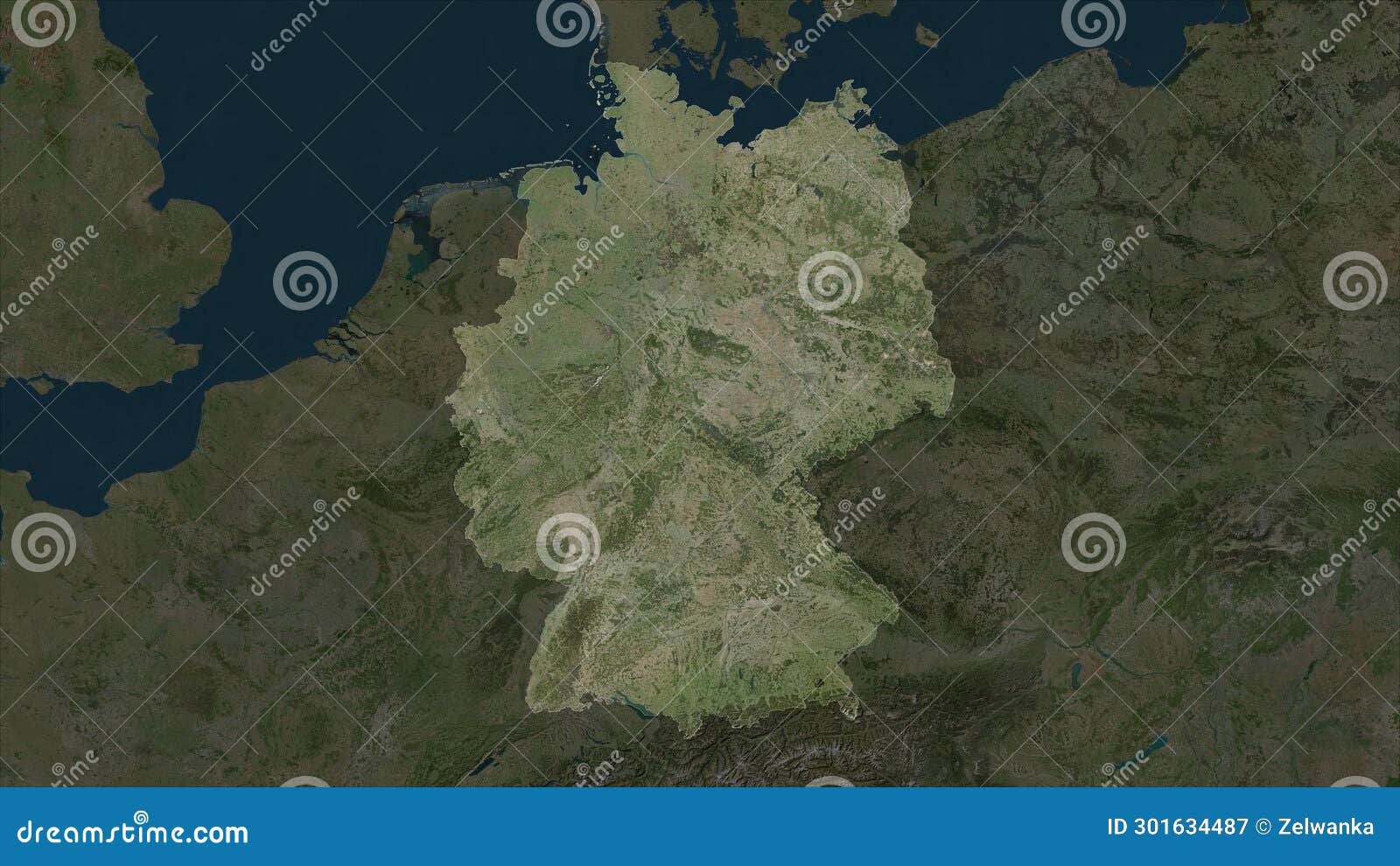 Germany Highlighted. High-res Satellite Stock Illustration ...
