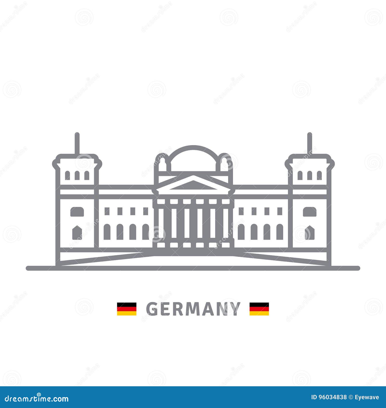Germany Icon with Reichstag and German Flag Stock Vector - Illustration ...
