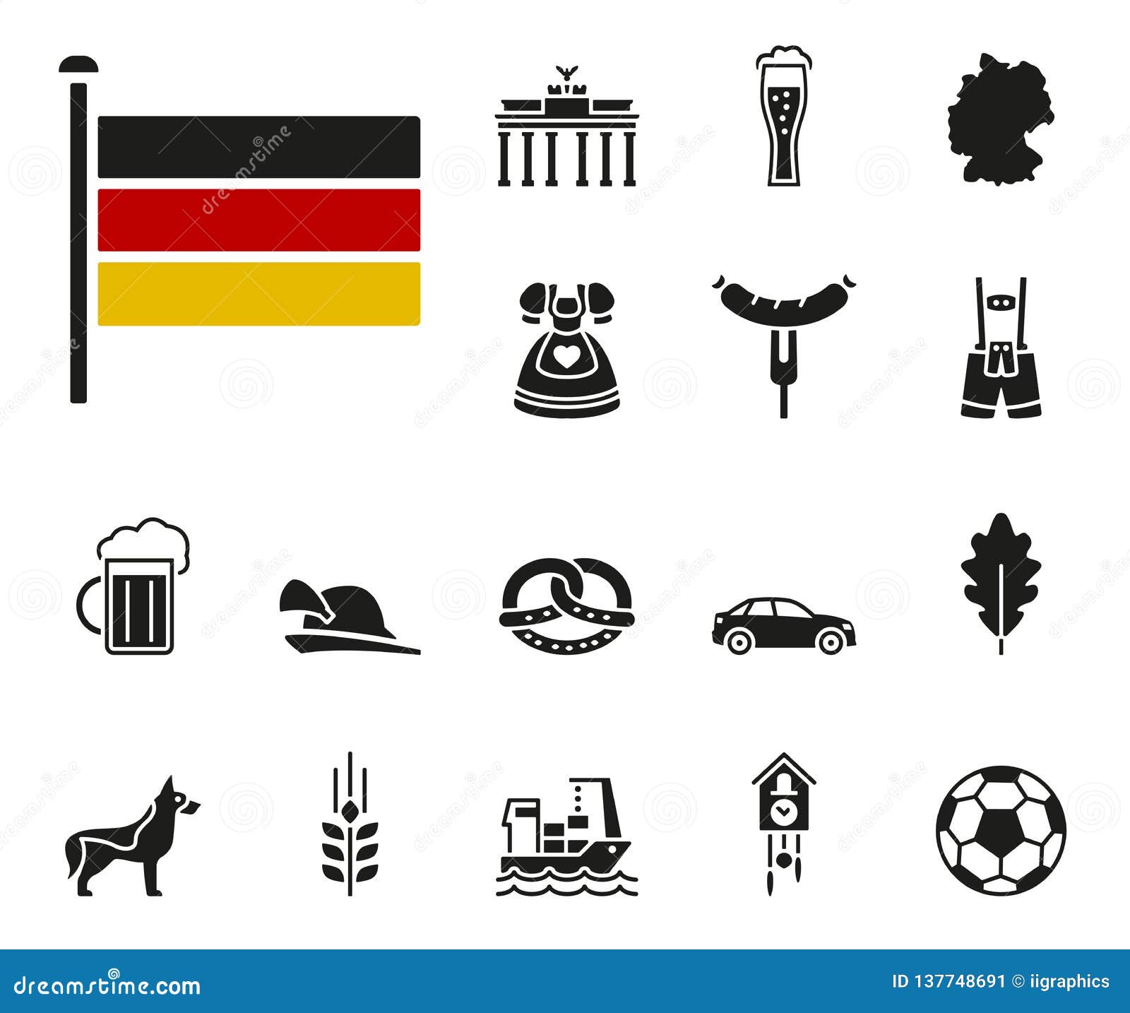 Germany icon set stock vector. Illustration of patriotic - 137748691