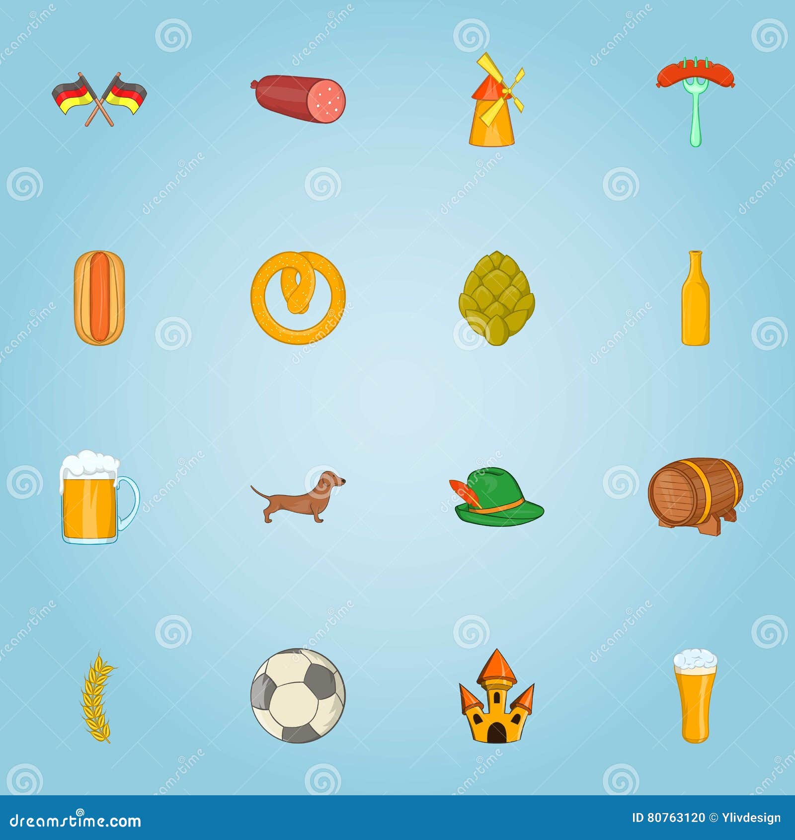 Germany Icons Set, Cartoon Style Stock Vector - Illustration of ...