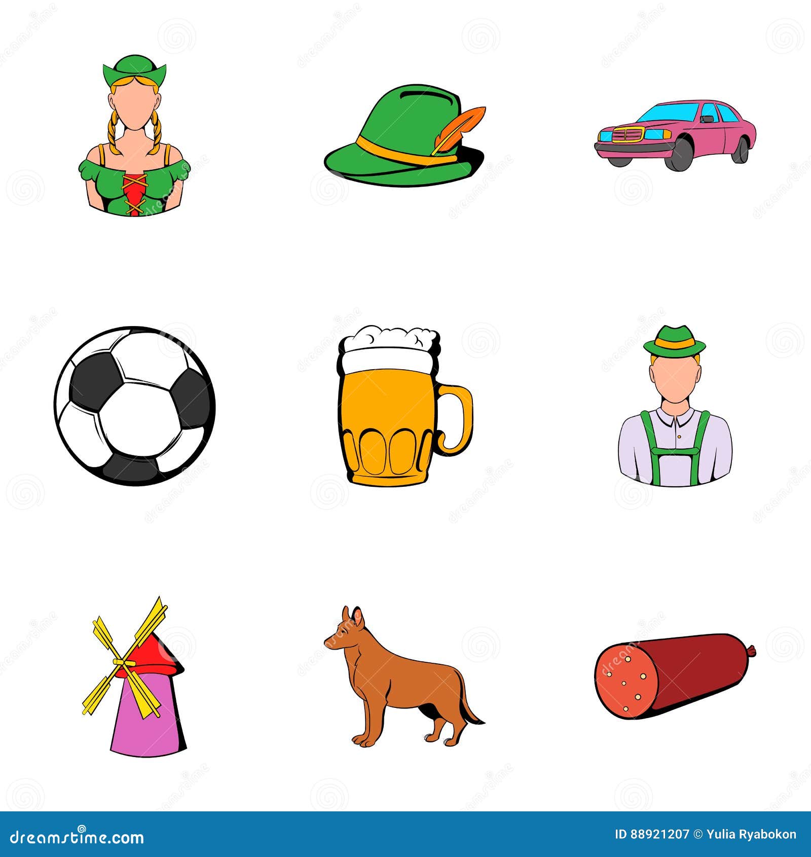 Germany Icons Set, Cartoon Style Stock Vector - Illustration of ...