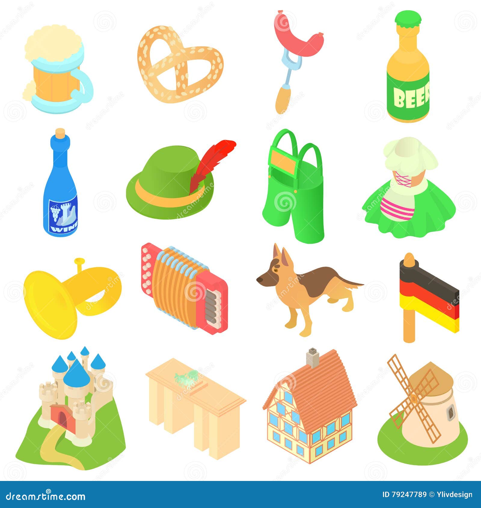 Germany Icons Set, Isometric 3d Style Stock Vector - Illustration of ...