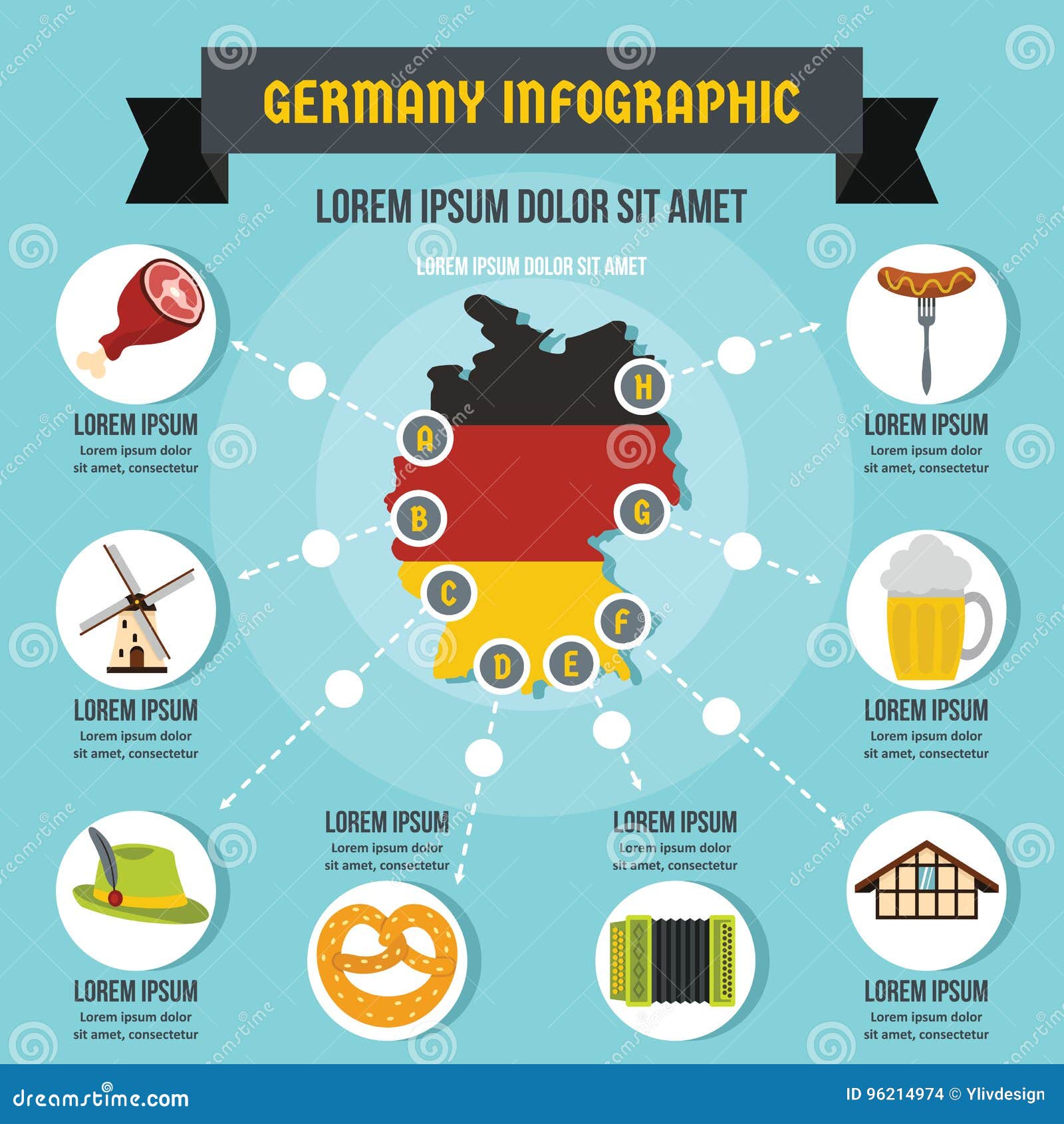 Germany Infographic Concept, Flat Style Stock Vector - Illustration of ...