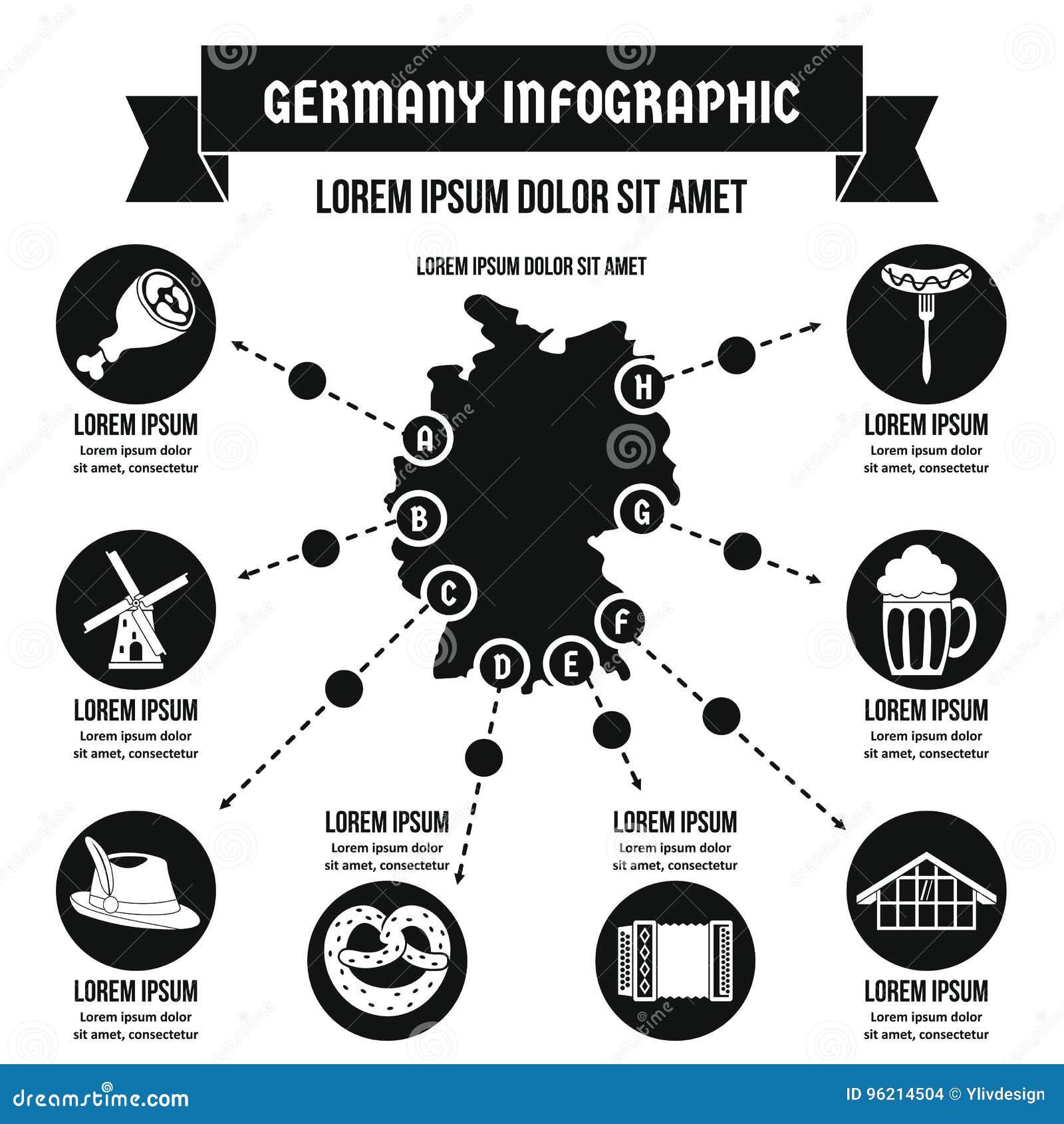 Germany Map With Infographic Elements. Infographics Layouts. Vector ...
