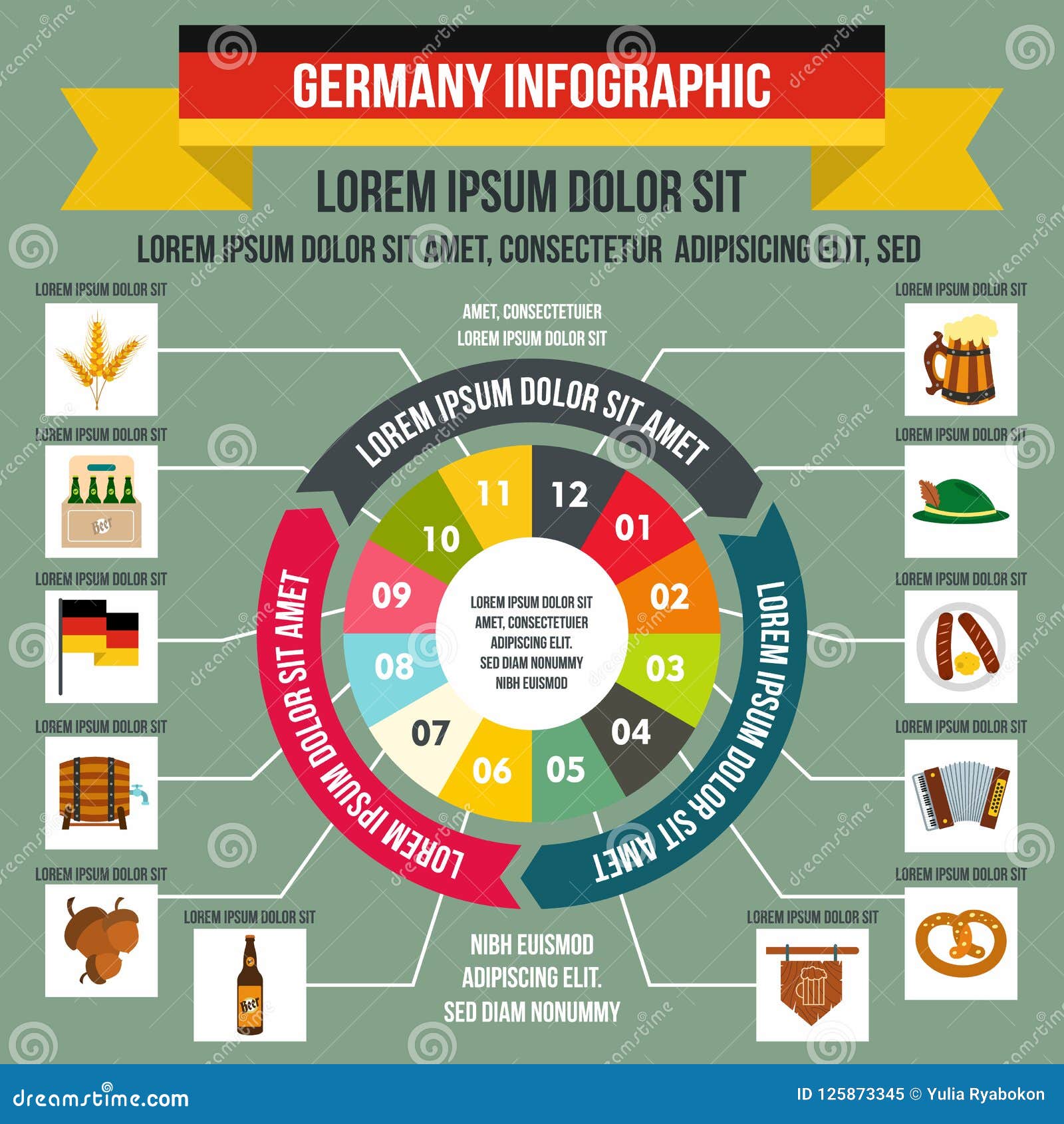 Germany Map With Infographic Elements. Infographics Layouts. Vector ...