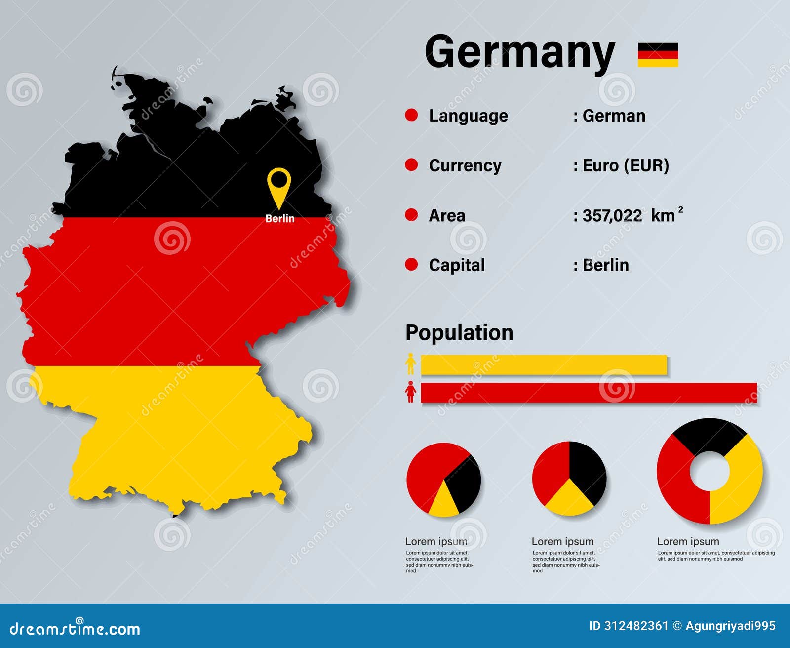 Germany Map With Infographic Elements. Infographics Layouts. Vector ...
