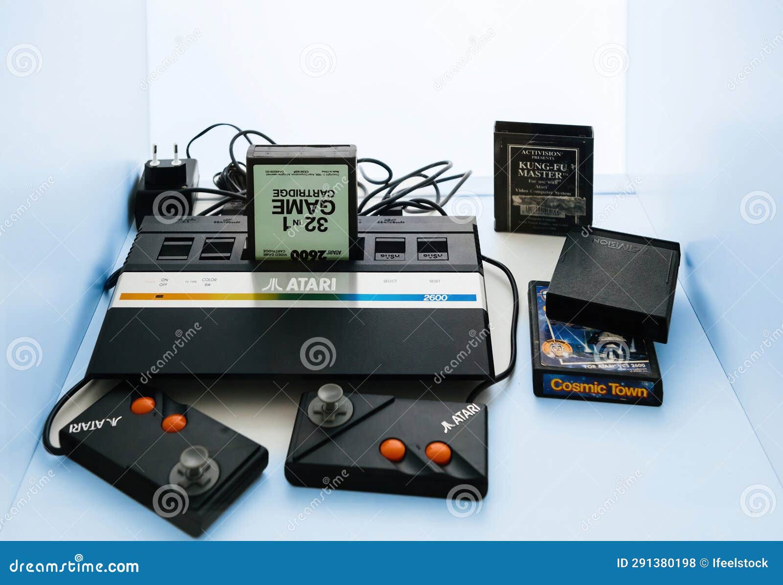 Atari 2600 Hero Object with Accessories and 32-in-1 Game Cartridge Editorial Stock Photo - Image ...