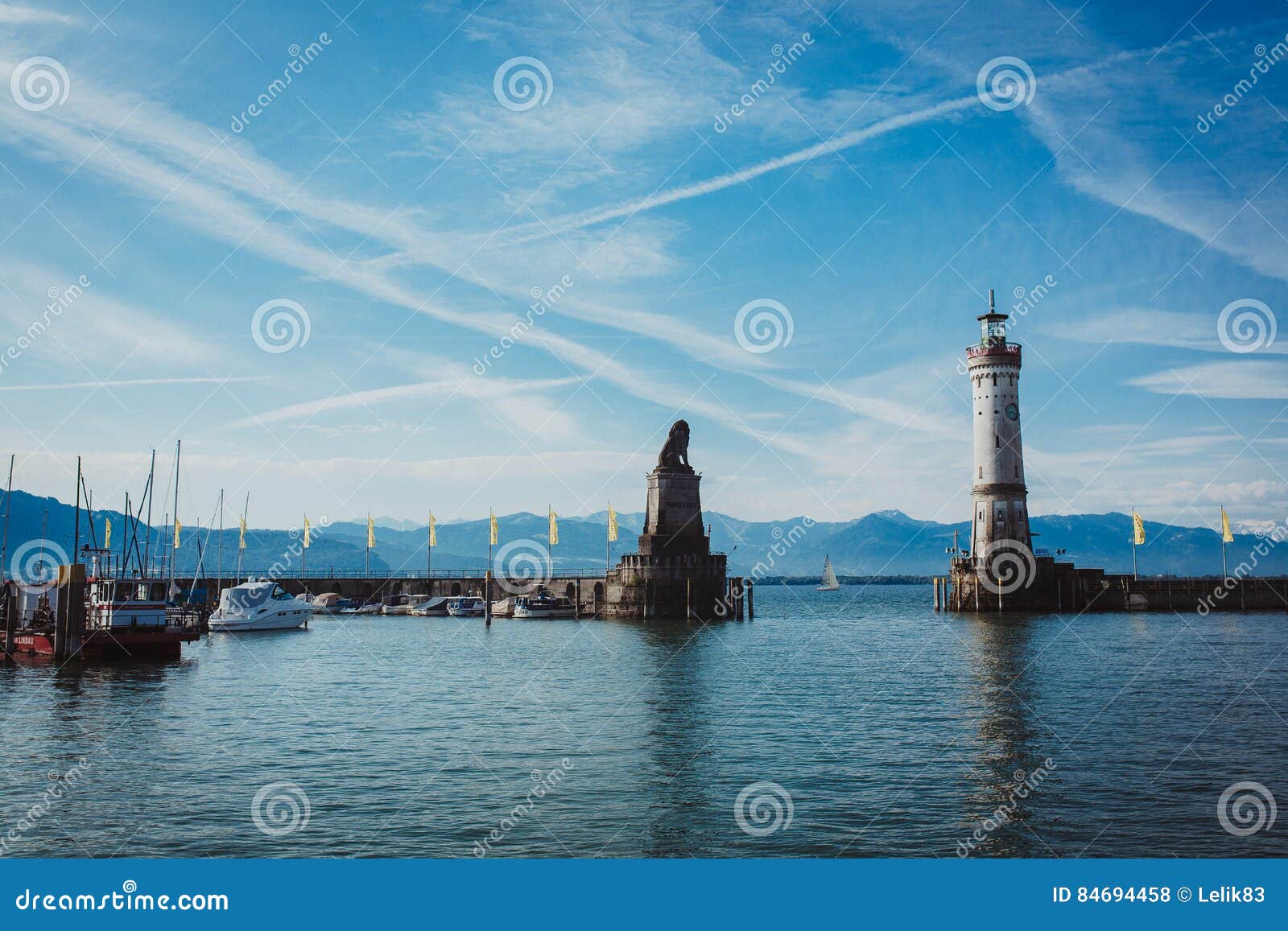 Germany Lake Port Lighthouse Editorial Stock Photo - Image of lindau ...