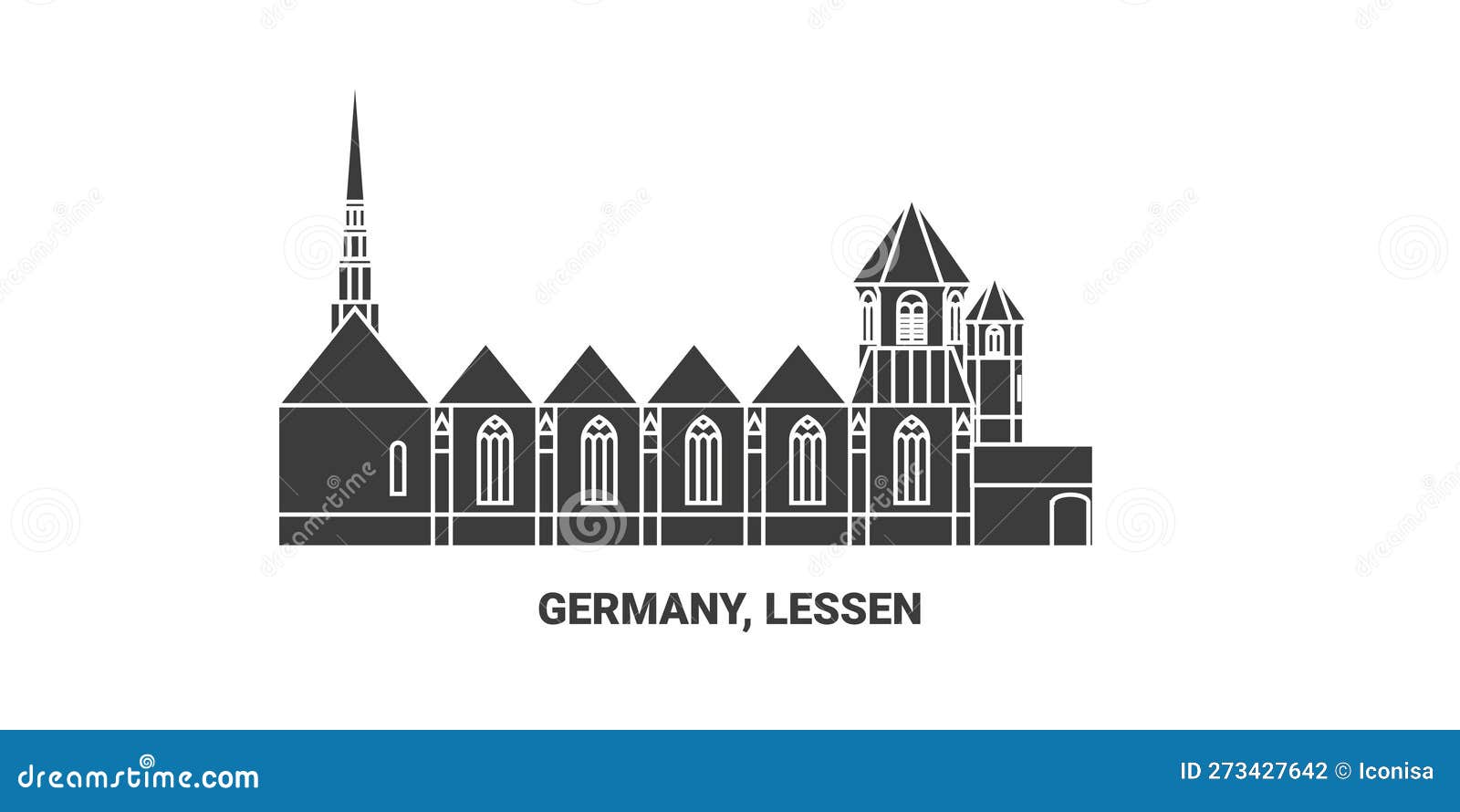 Germany, Lessen Travel Landmark Vector Illustration Stock Vector ...