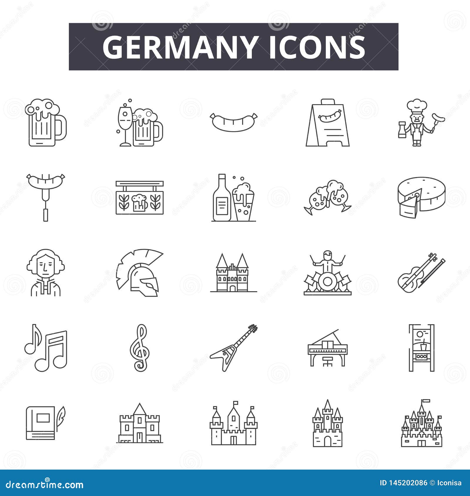 Germany Line Icons, Signs, Vector Set, Outline Illustration Concept ...