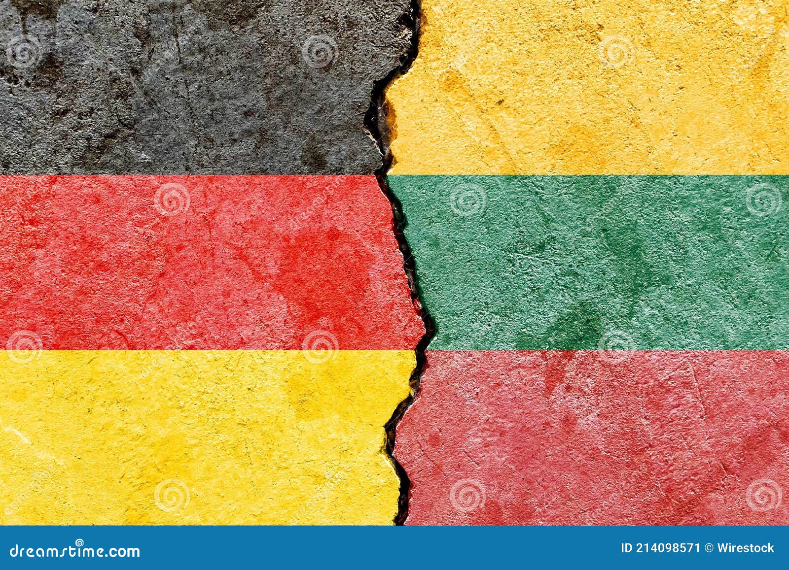 German and Lithuania Flags on a Cracked Wall Stock Image - Image of ...