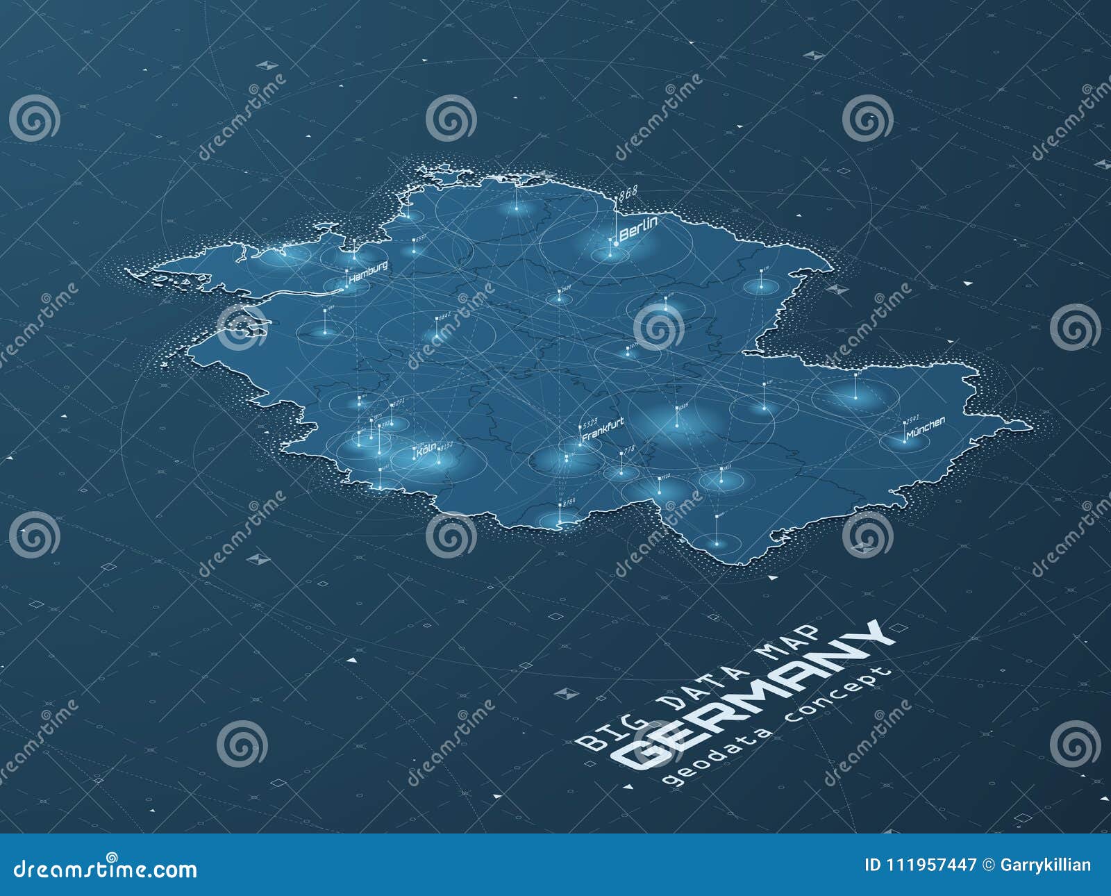 Germany 3d Map Visualization. Futuristic HUD Map. Geographical ...