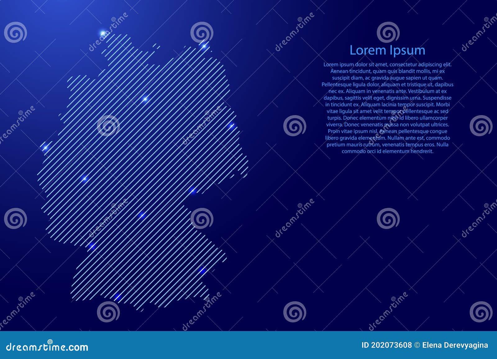 Germany Map from Blue Pattern Slanted Parallel Lines and Glowing Space ...