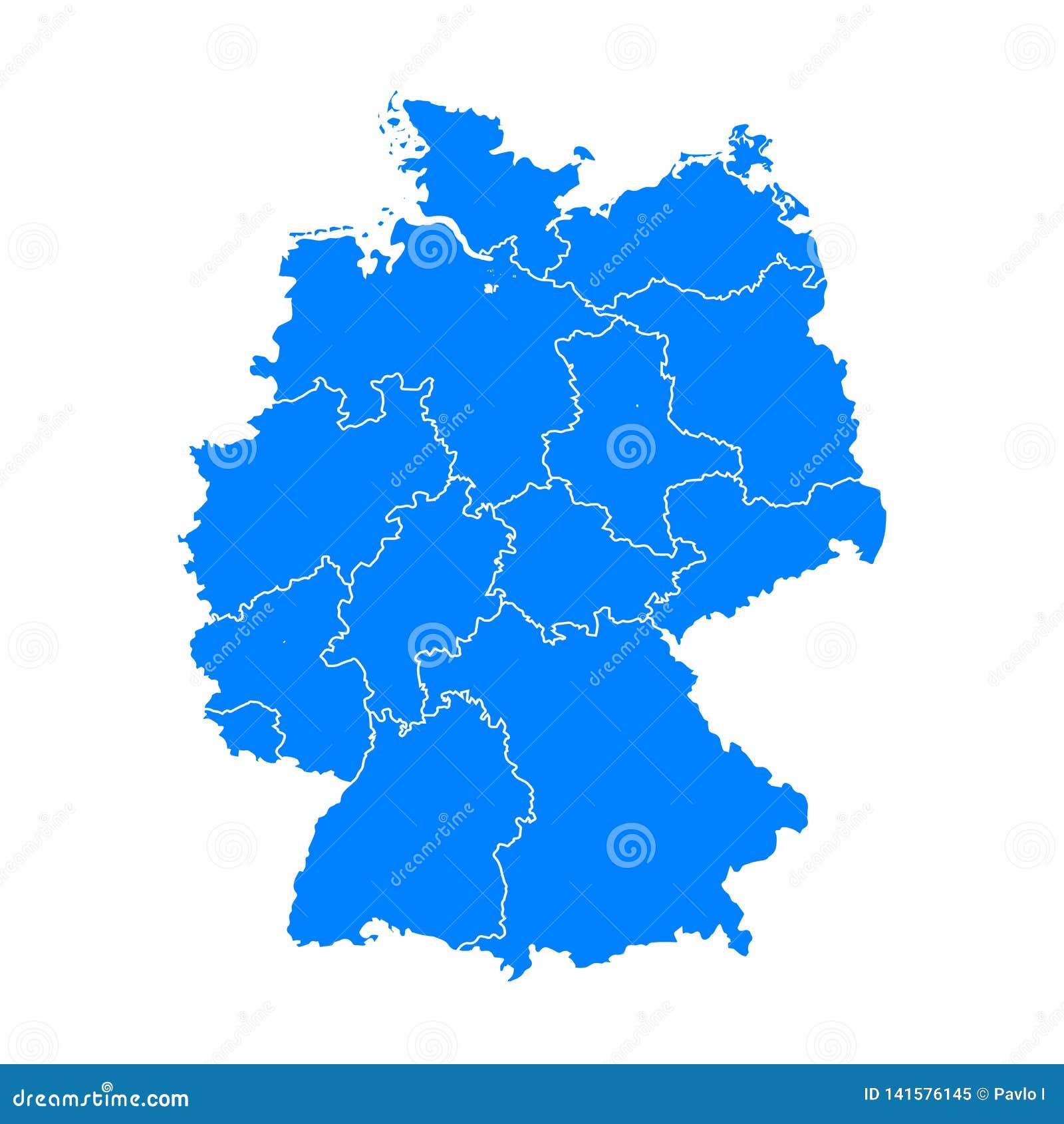 Germany map blue - vector stock vector. Illustration of atlas - 141576145