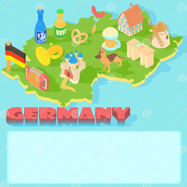 Germany map, cartoon style stock vector. Illustration of feather - 83337160