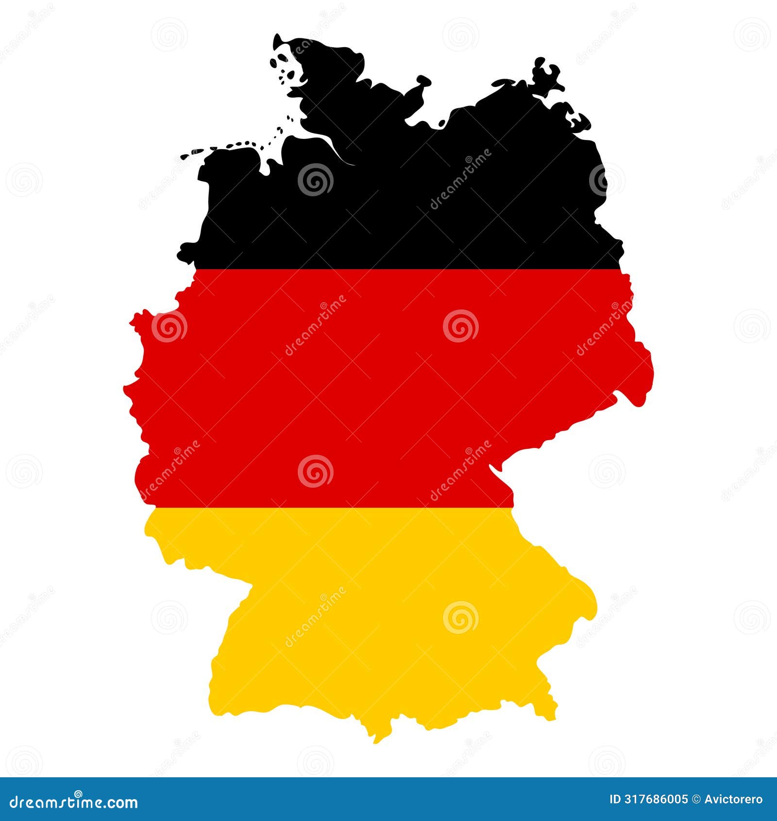Germany Map with Colors of Germany Flag Stock Vector - Illustration of ...