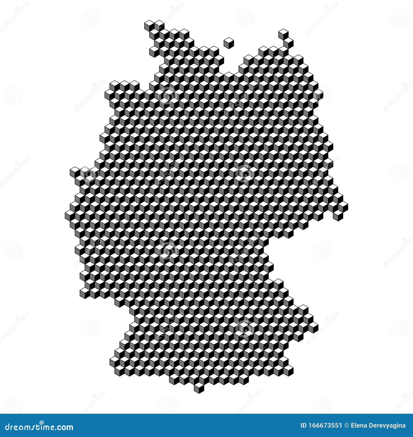 Germany Map from 3D Black Cubes Isometric Abstract Concept, Square ...