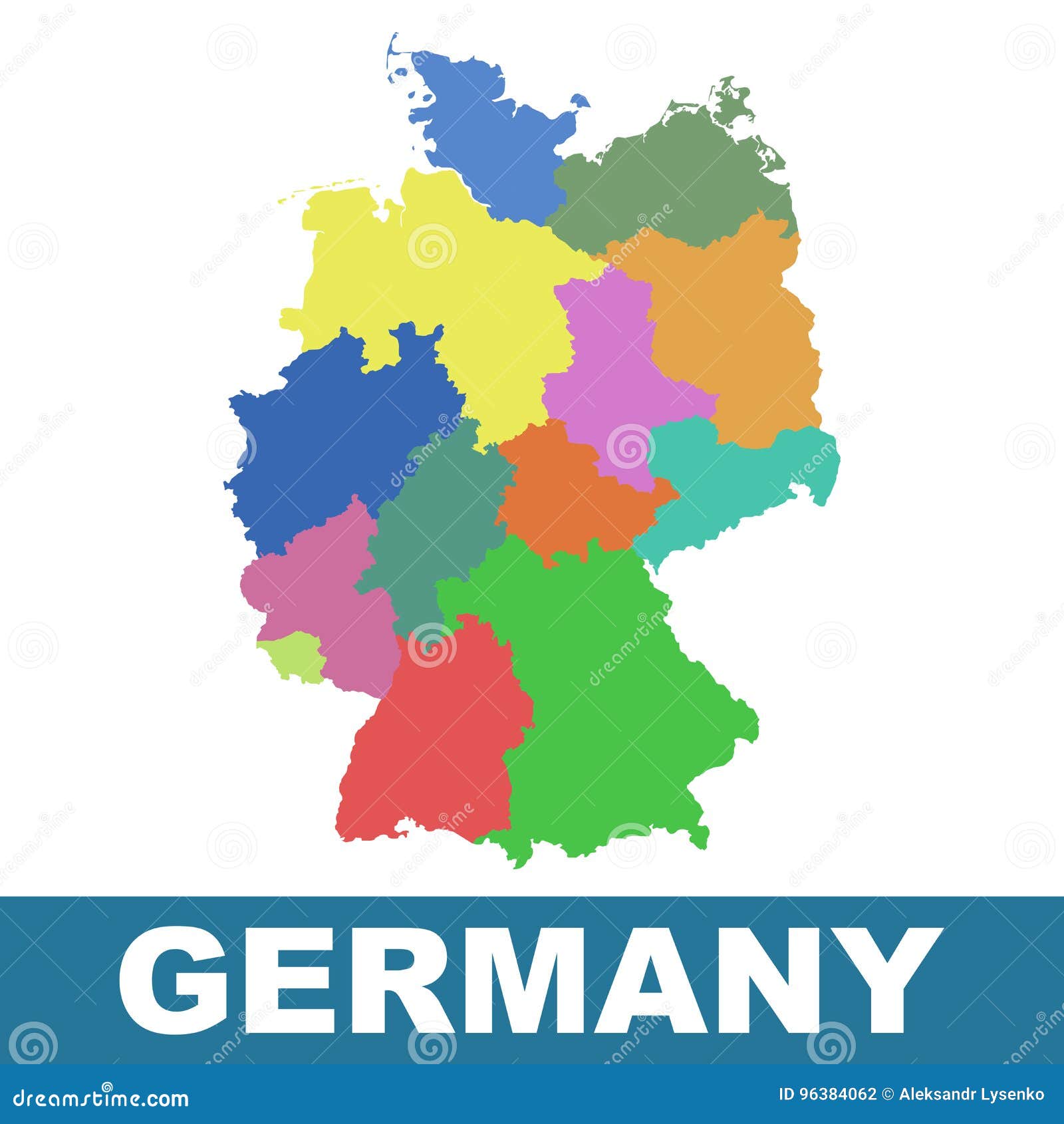 Germany Map with Federal States. Flat Vector Stock Vector ...