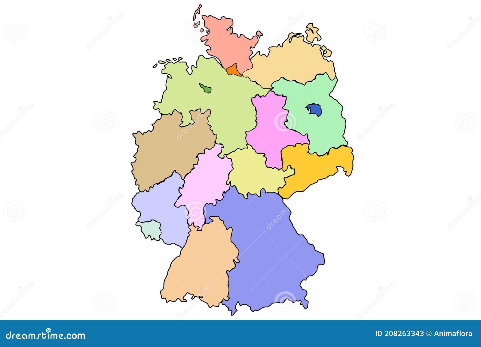 Germany Map and Federal States Map Vector Colorful Stock Illustration ...