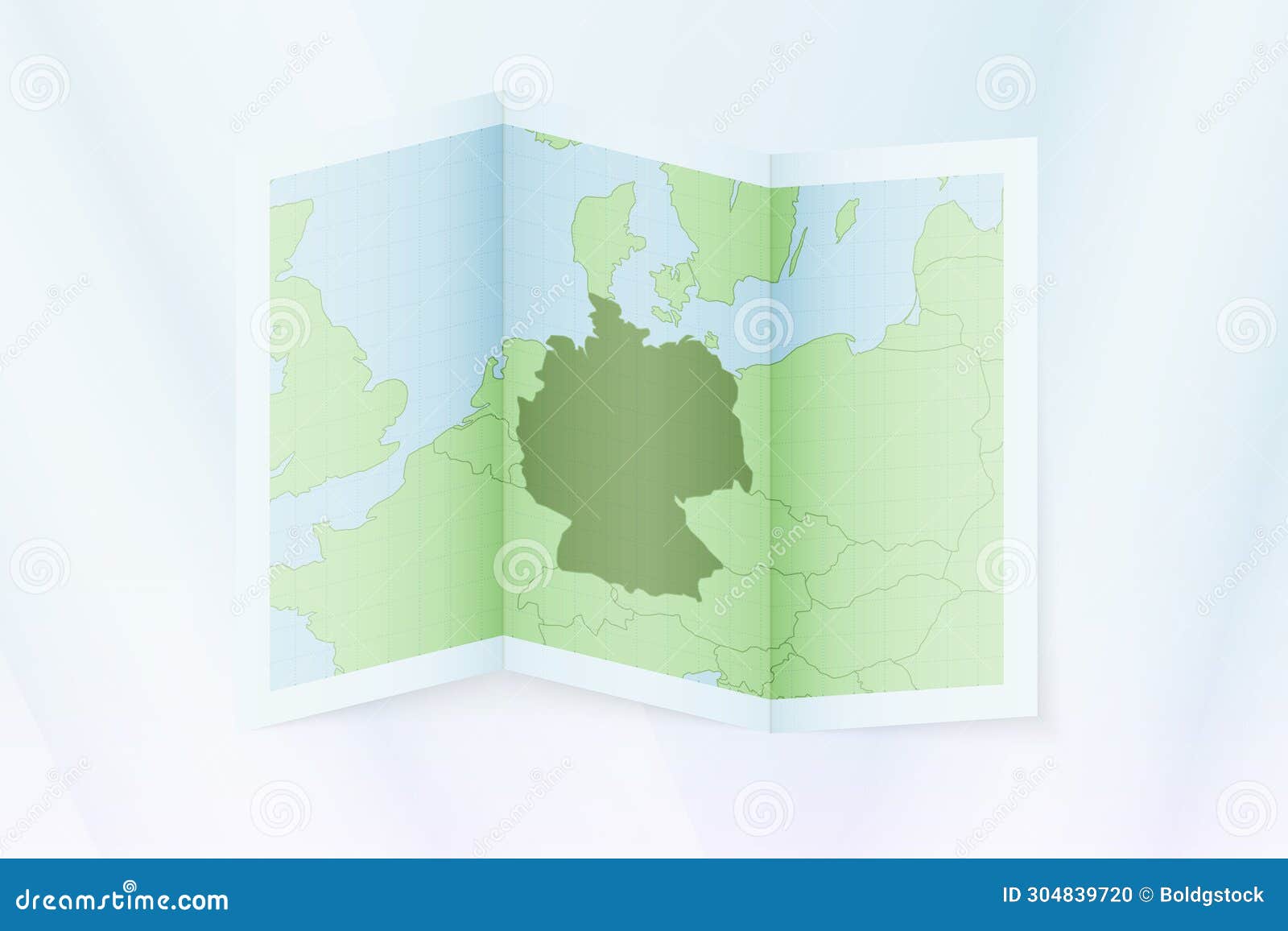 Germany Map, Folded Paper with Germany Map Stock Vector - Illustration ...