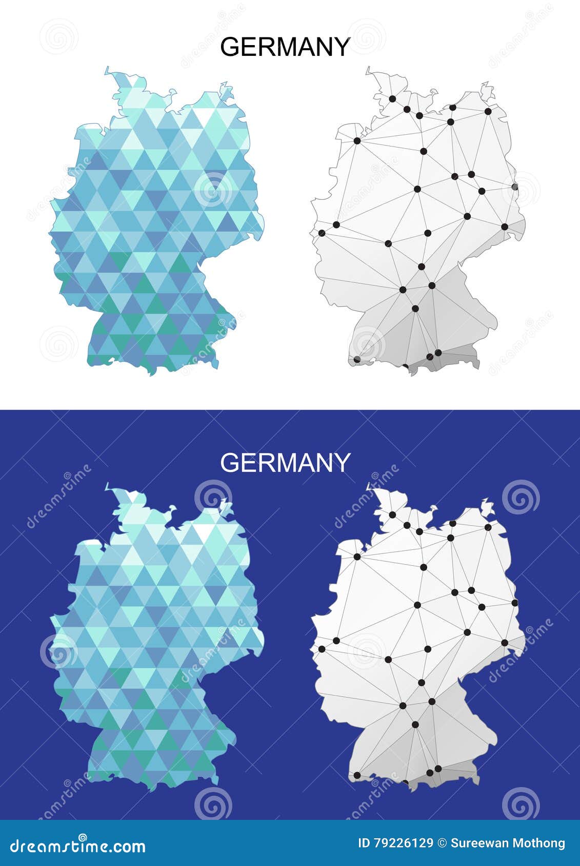Germany Map in Geometric Polygonal Style. Abstract Gems Triangle. Stock ...