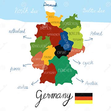 Germany Map Hand Draw Vector. Stock Vector - Illustration of cartoon ...