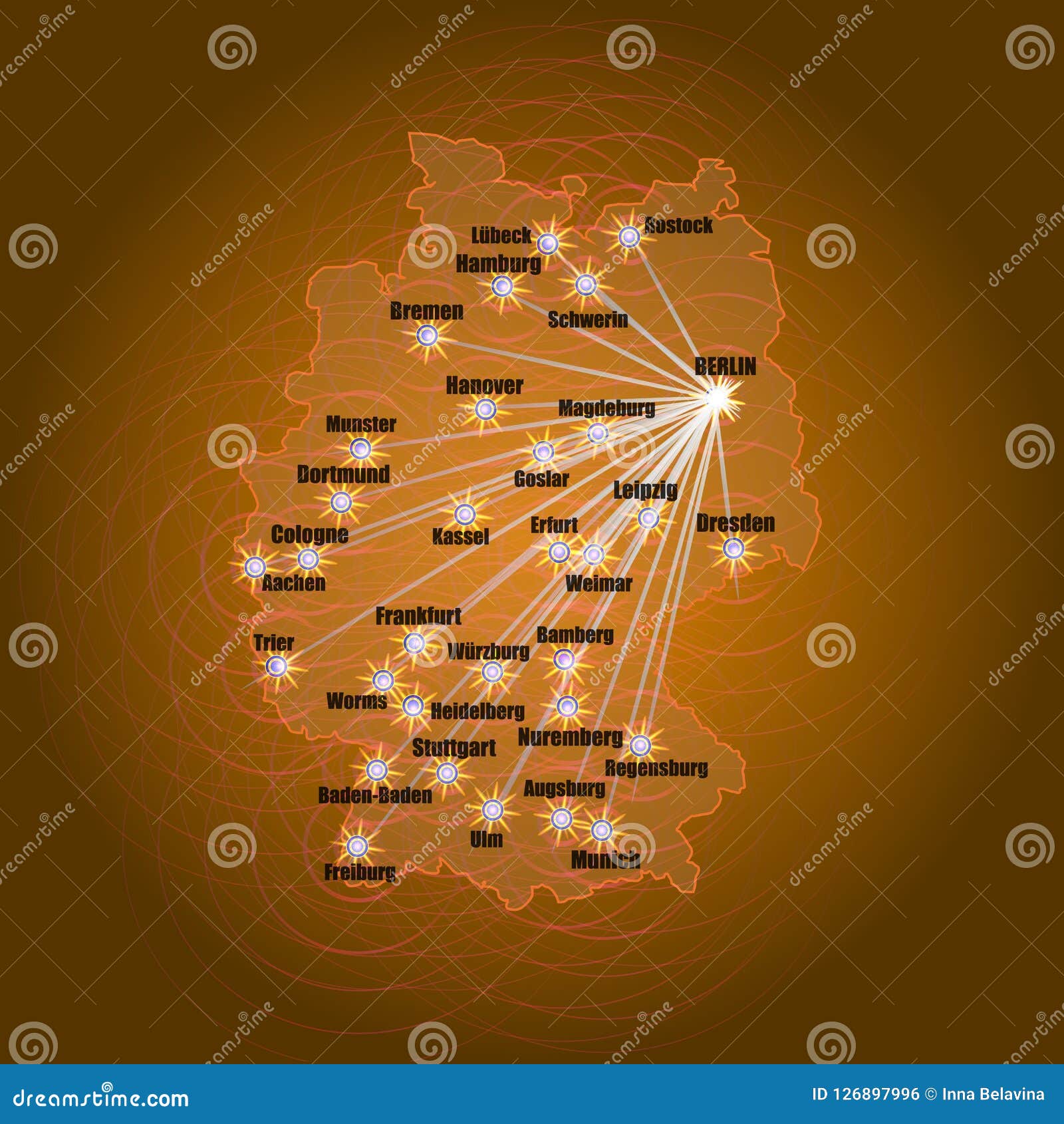 Map Of Germany. Bright Illustration With Colorful Germania Map. Germany ...
