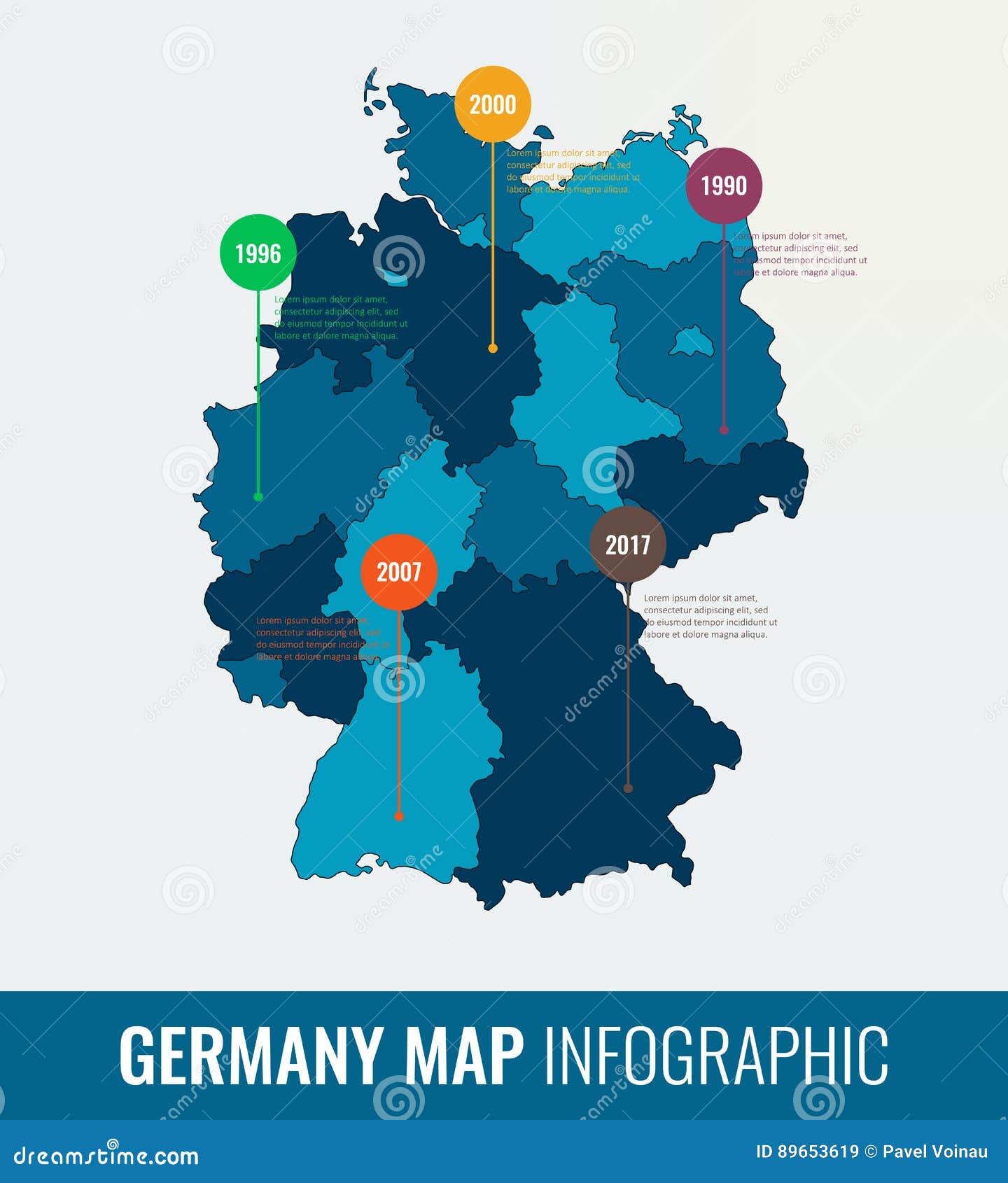 Germany Map Infographic Template. All Regions are Selectable Stock ...